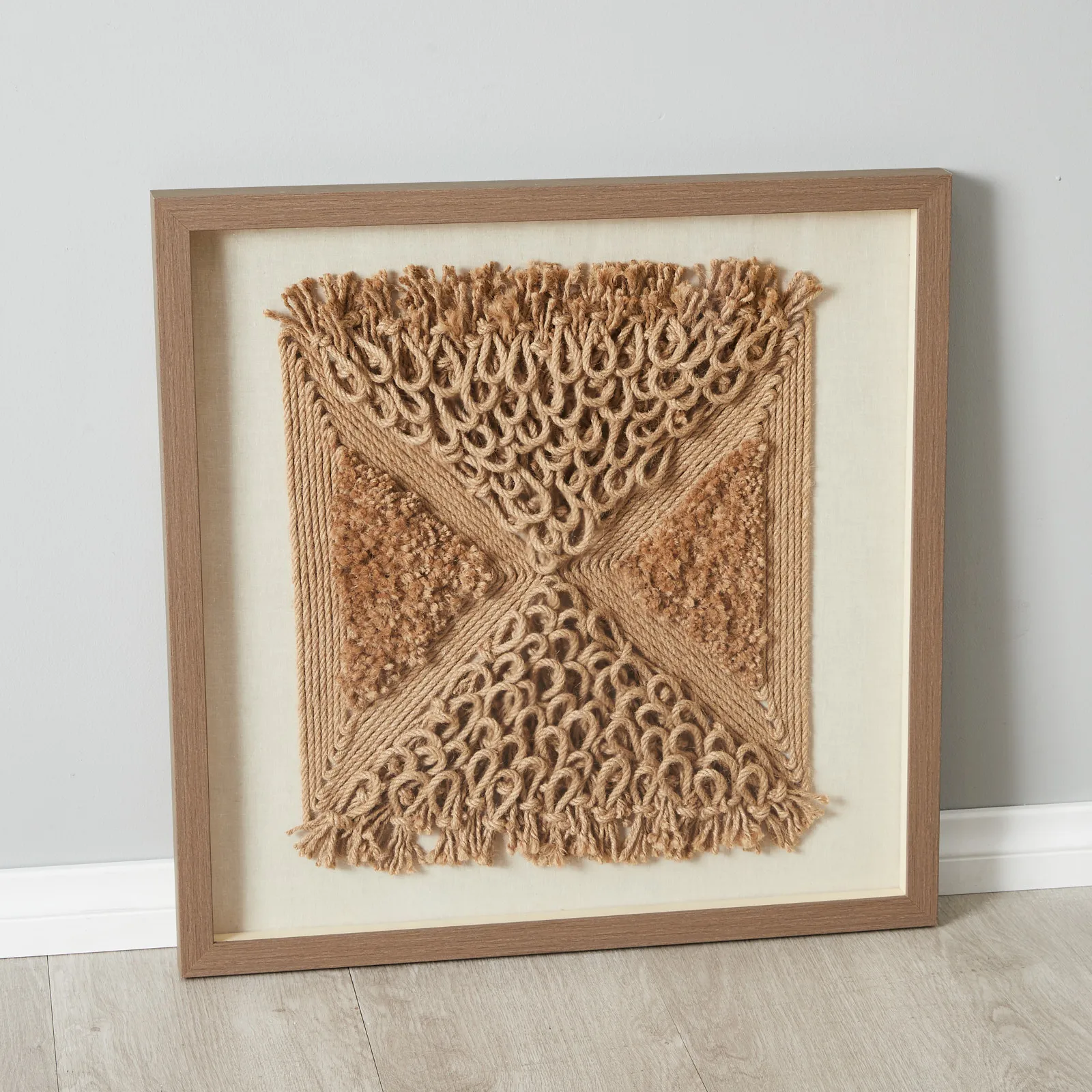 Insurgent Hemp Rope Shadow Box with Light Brown Frame