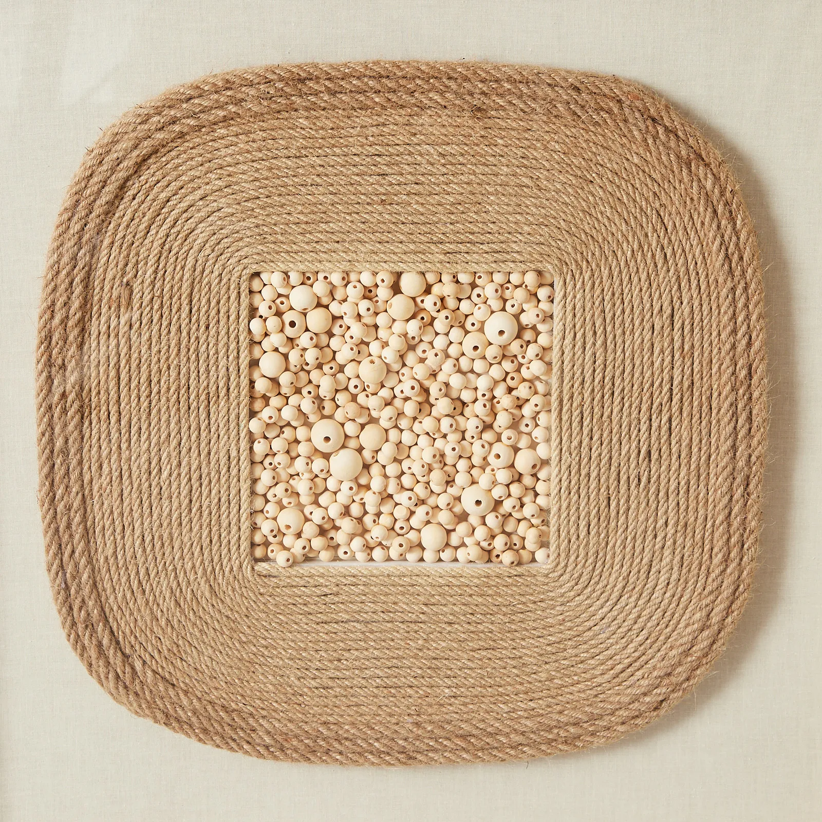 Surrounded Hemp Rope Shadow Box with Light Brown Frame