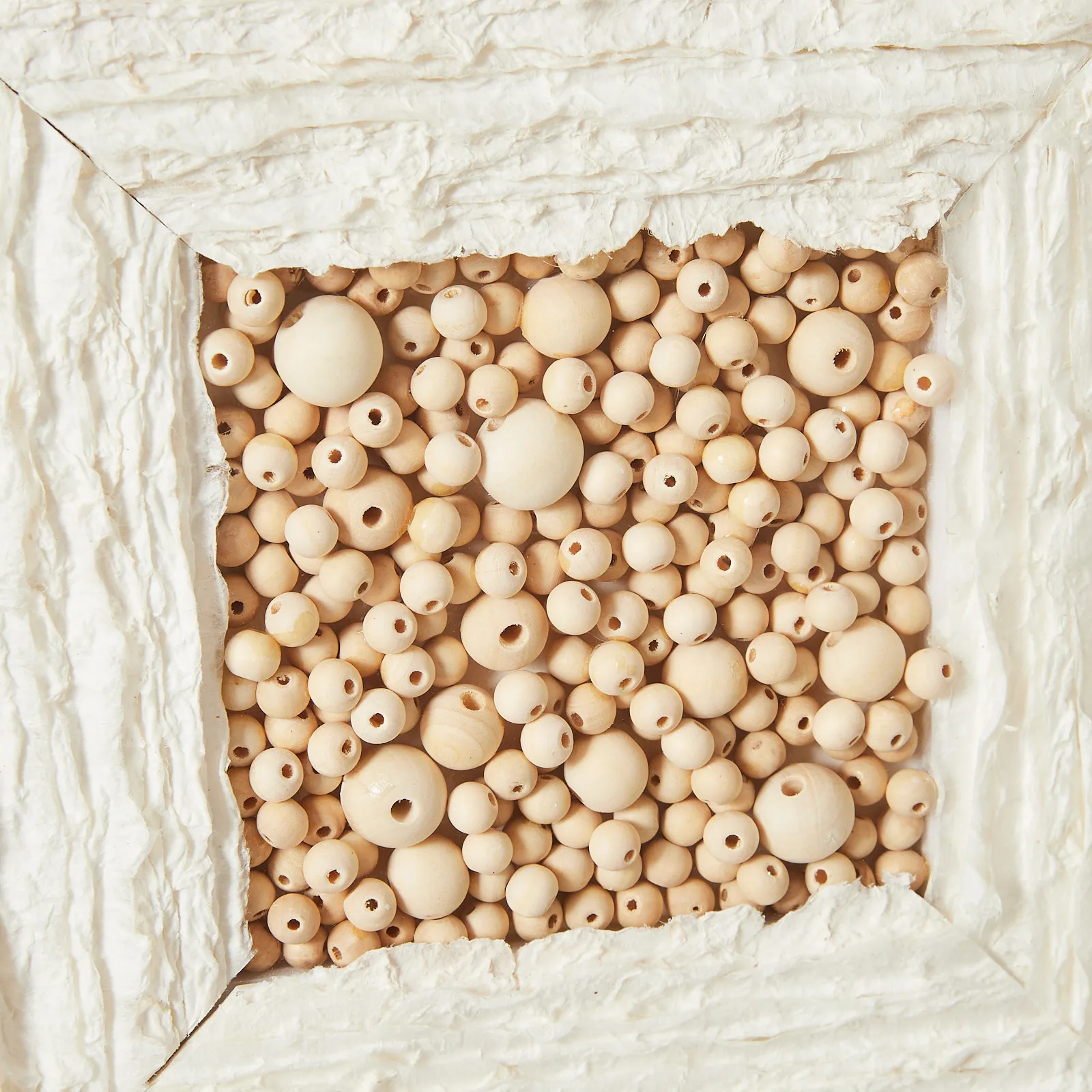 Paper Pulp And Wooden Bead Shadow Box with Golden Frame | Koala Living