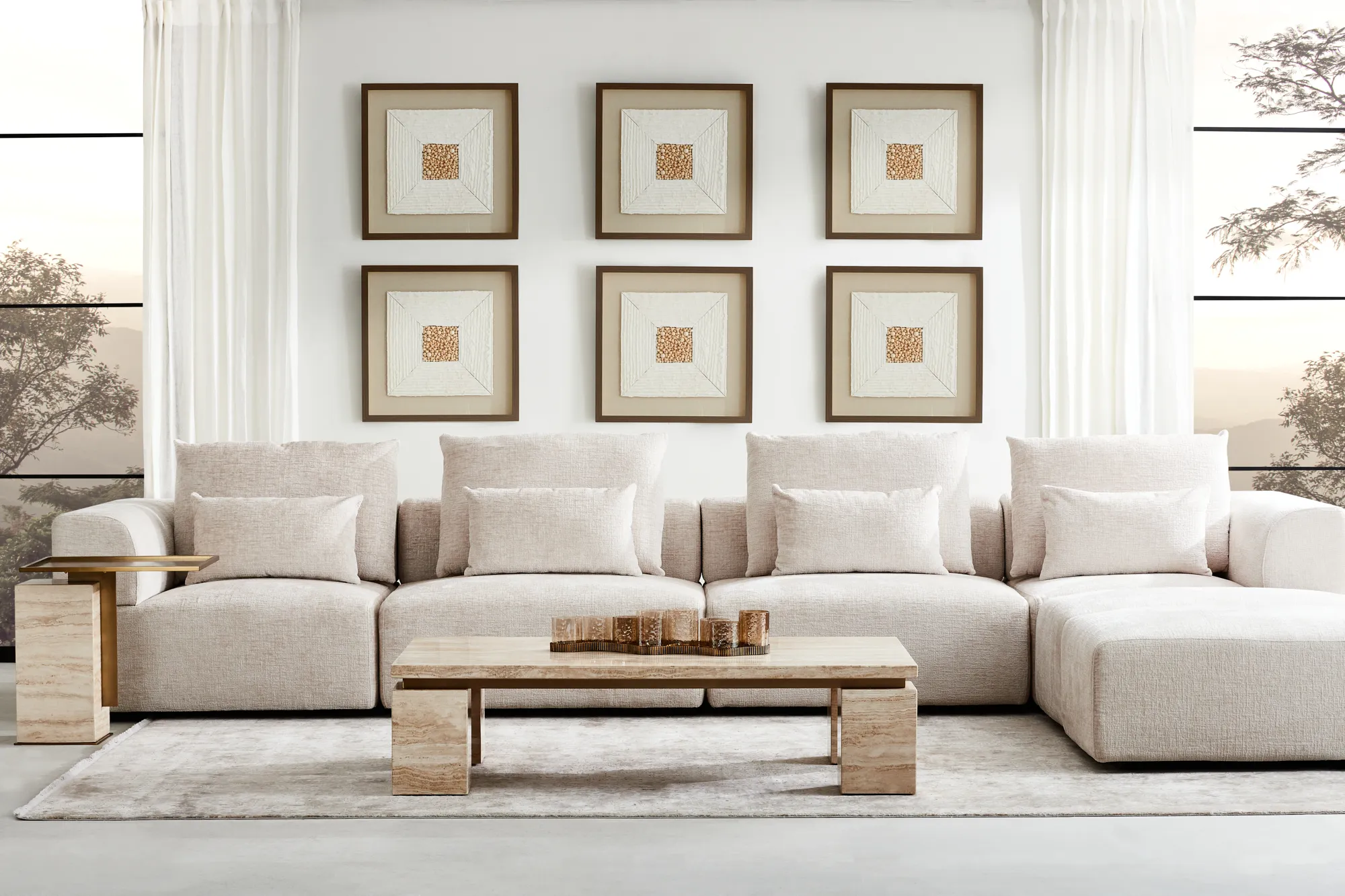 Paper Pulp And Wooden Bead Shadow Box with Light Brown Frame