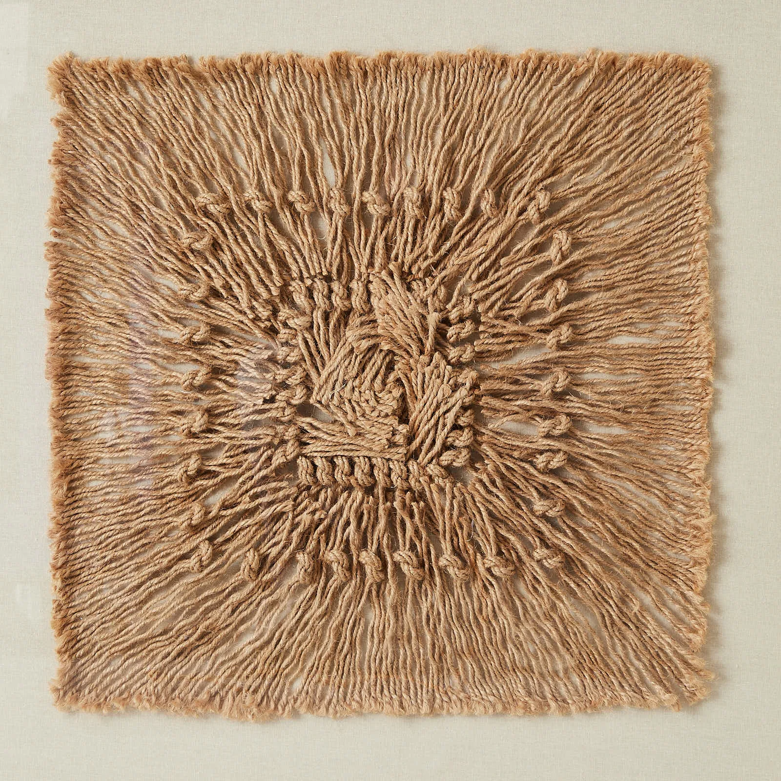 Quadrate Hemp Rope Shadow Box with Light Brown Frame