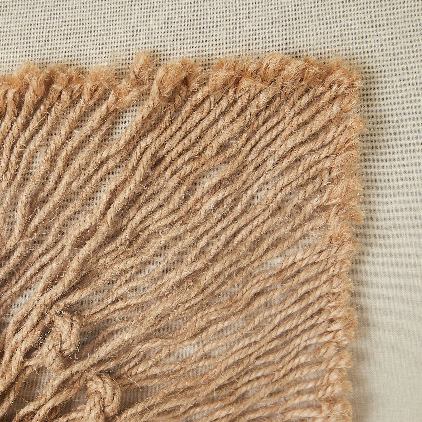 Quadrate Hemp Rope Shadow Box with Light Brown Frame