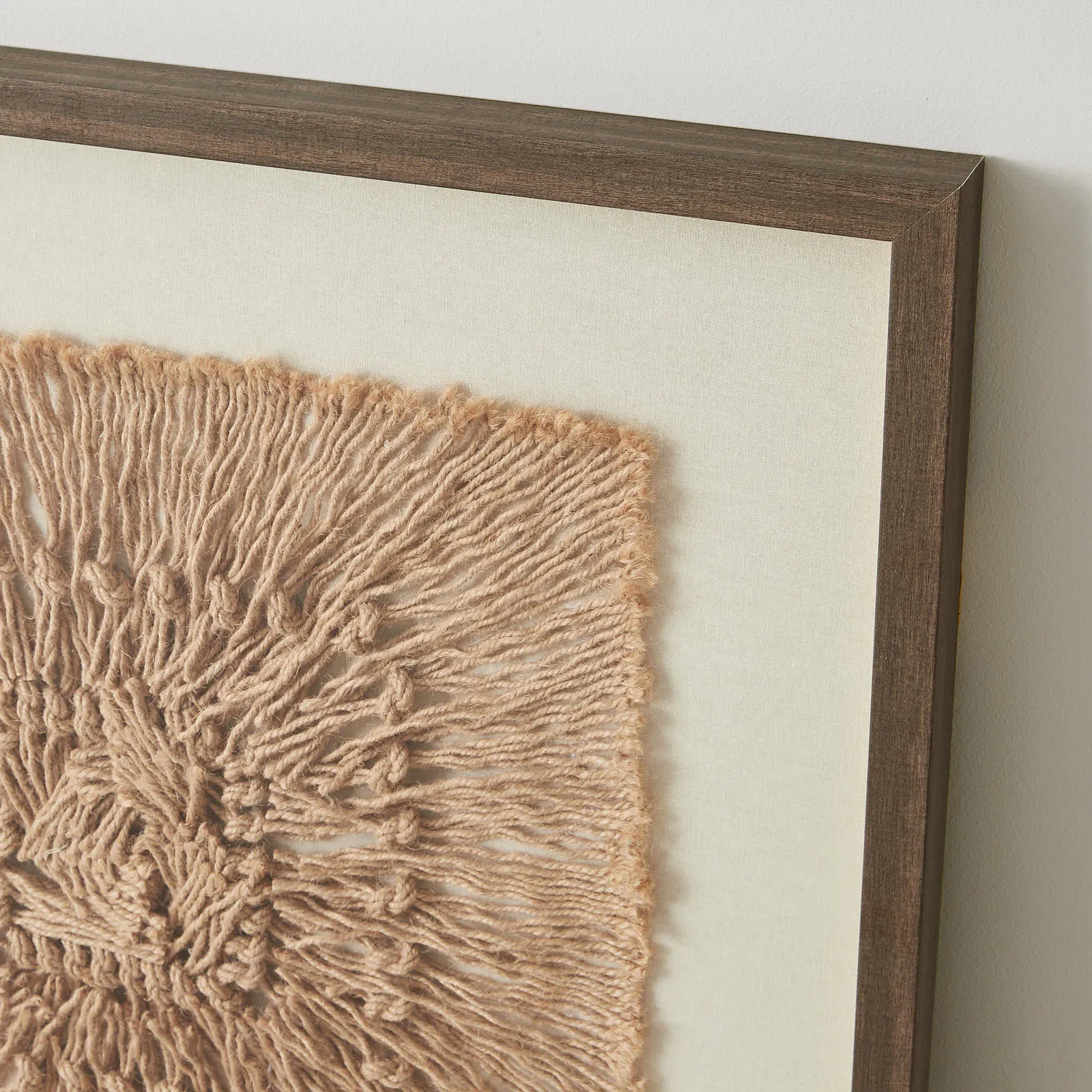 Quadrate Hemp Rope Shadow Box with Light Brown Frame