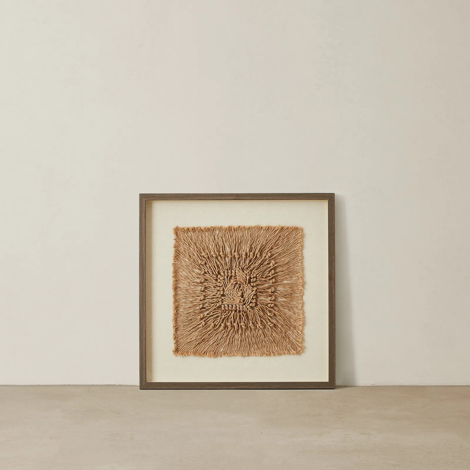 Quadrate Hemp Rope Shadow Box with Light Brown Frame