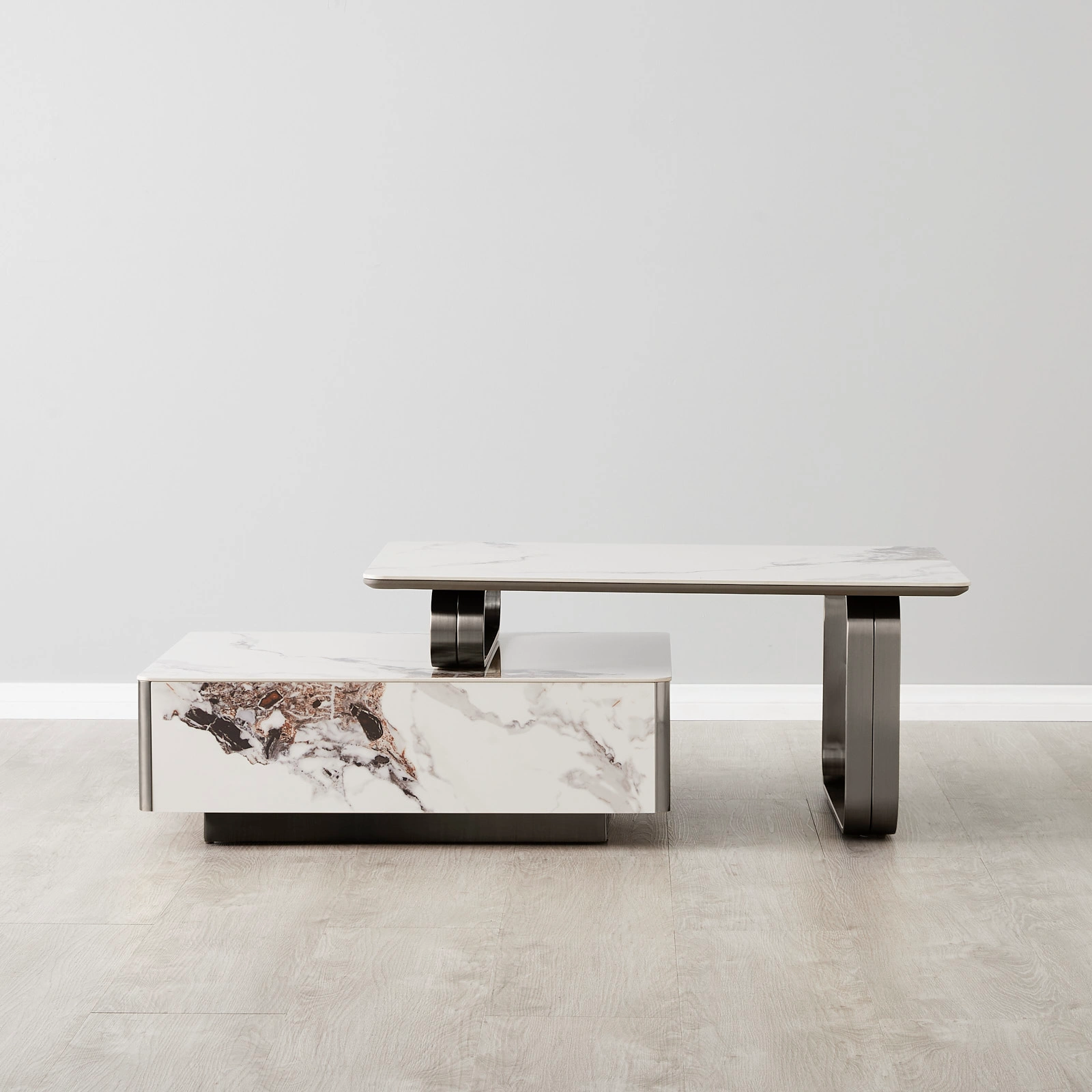 Marbella 2-Layered Cold Calacatta White Sintered Stone Coffee Table ...