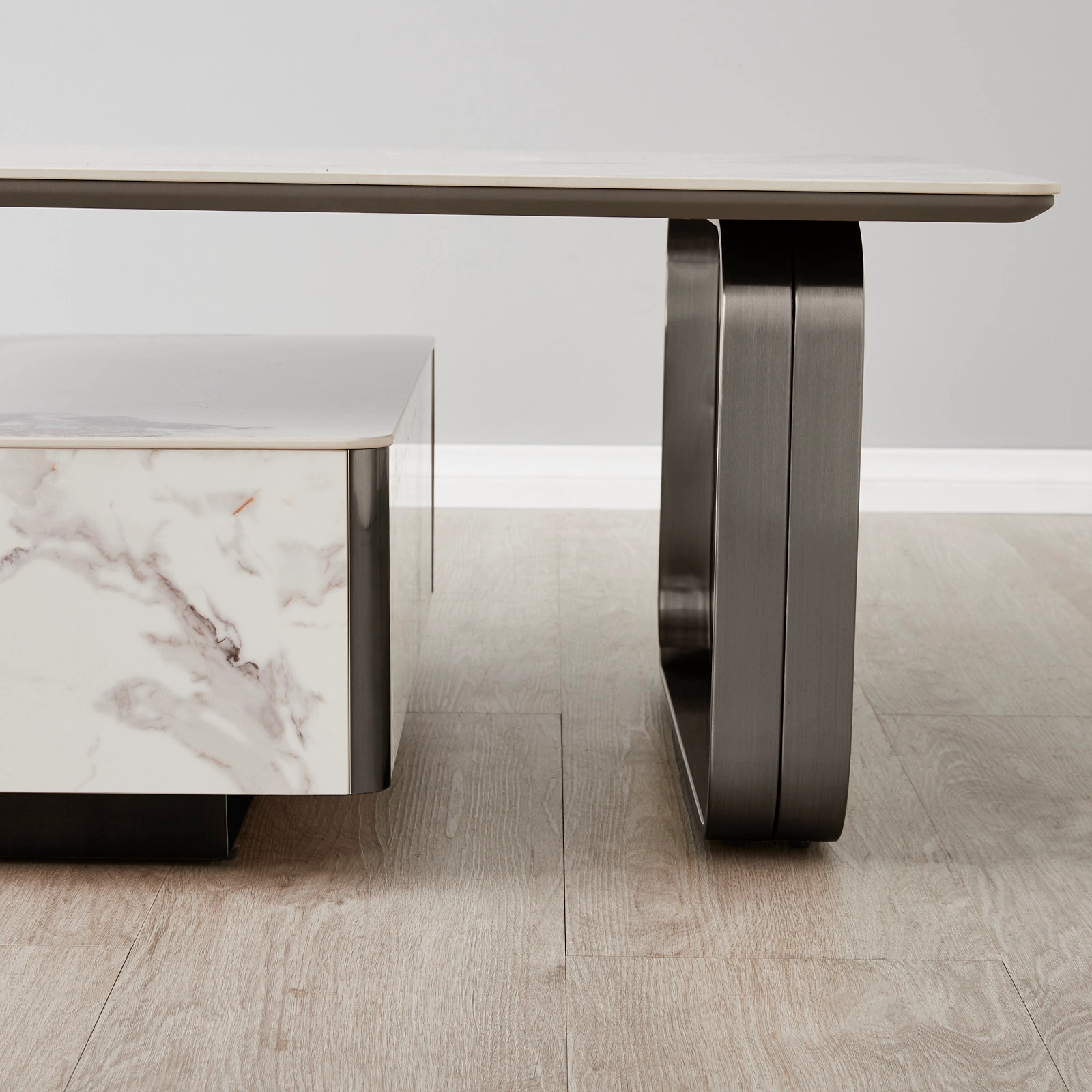 Marbella 2-Layered Cold Calacatta White Sintered Stone Coffee Table ...