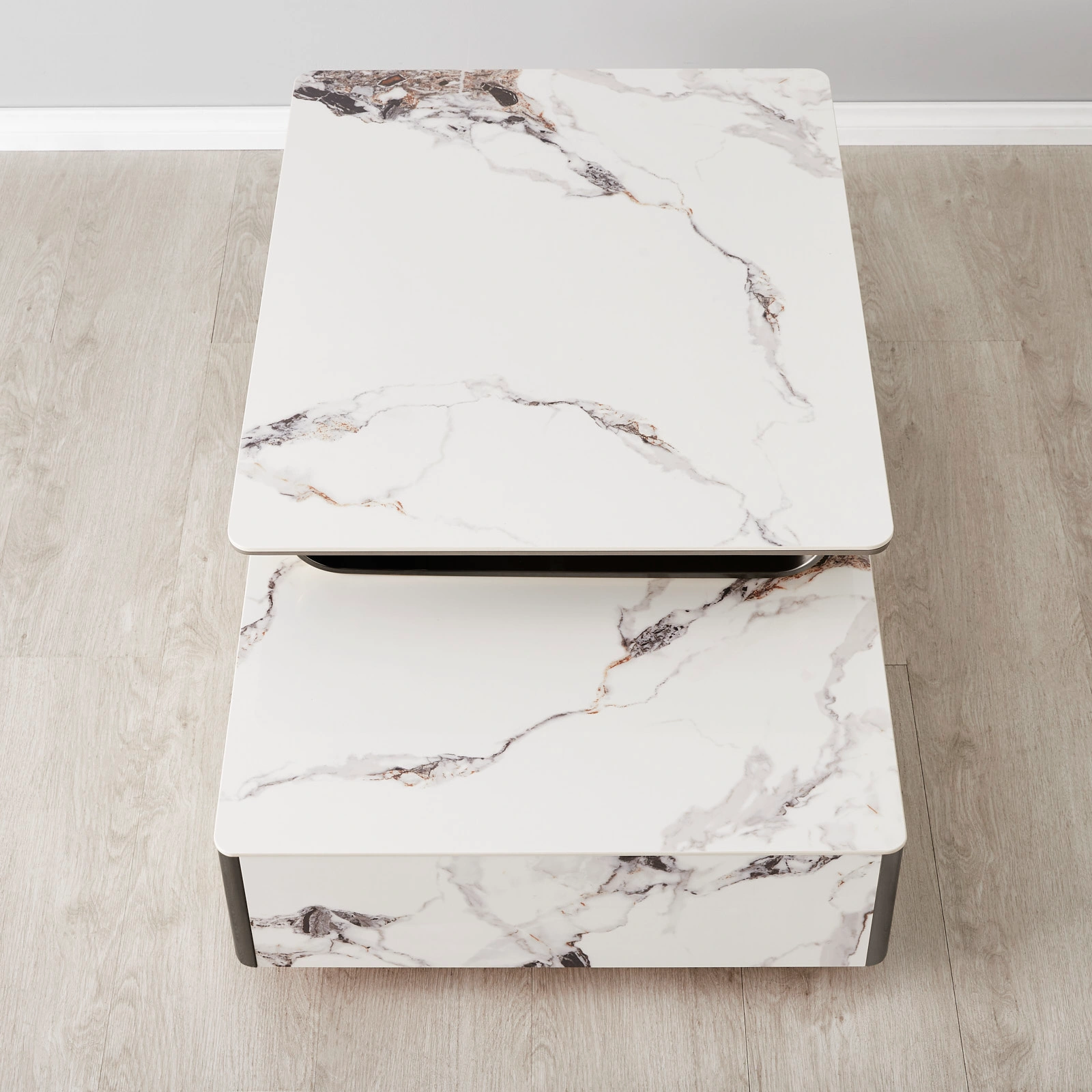 Marbella 2-Layered Cold Calacatta White Sintered Stone Coffee Table ...