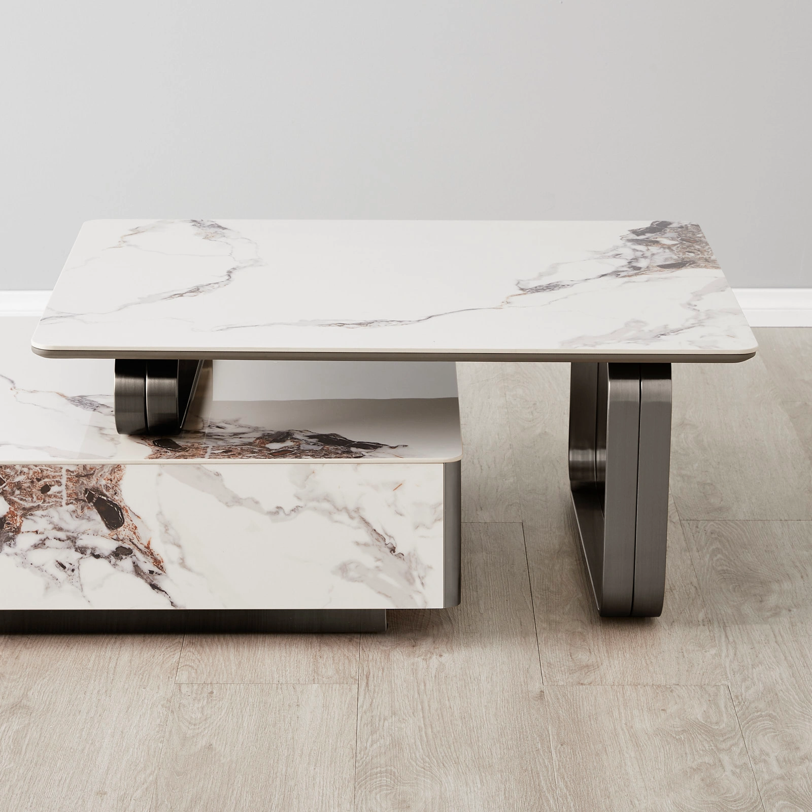 Marbella 2-Layered Cold Calacatta White Sintered Stone Coffee Table ...