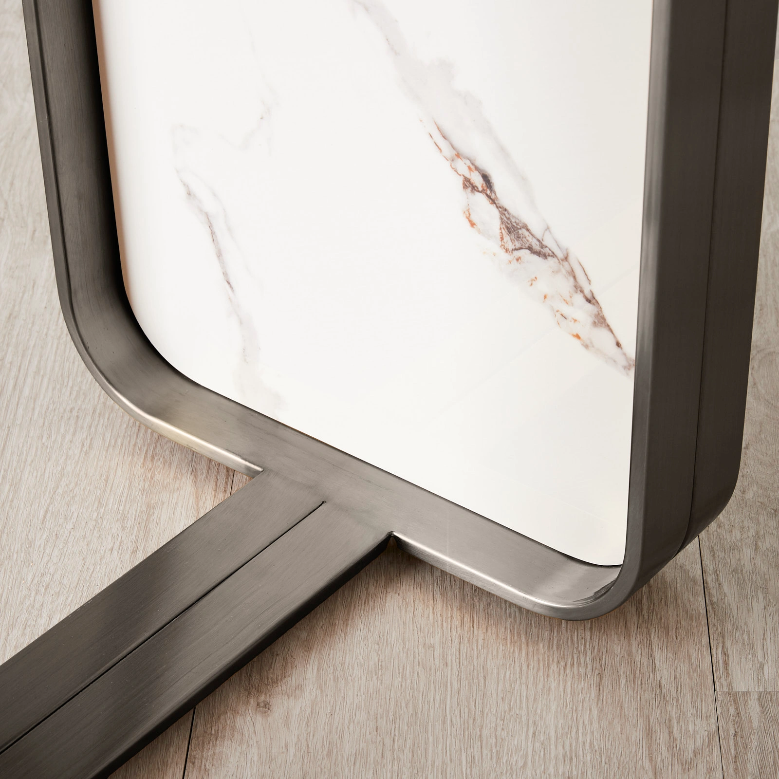 Marbella Cold Calacatta White Sintered Stone Side Table - Black Nickel ...