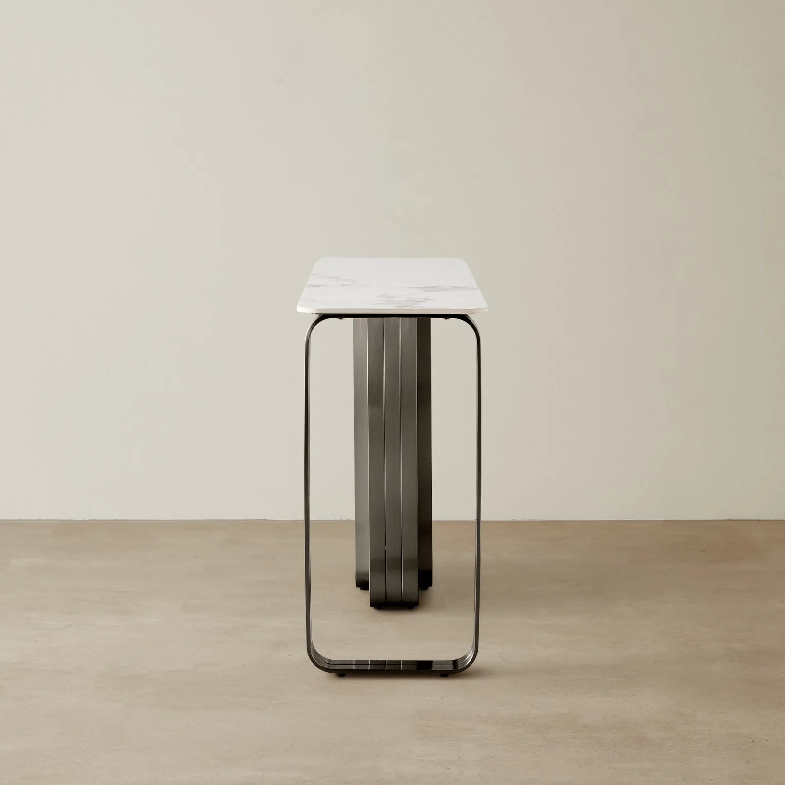 Marbella Cold Calacatta White Sintered Stone Console Table - Black ...