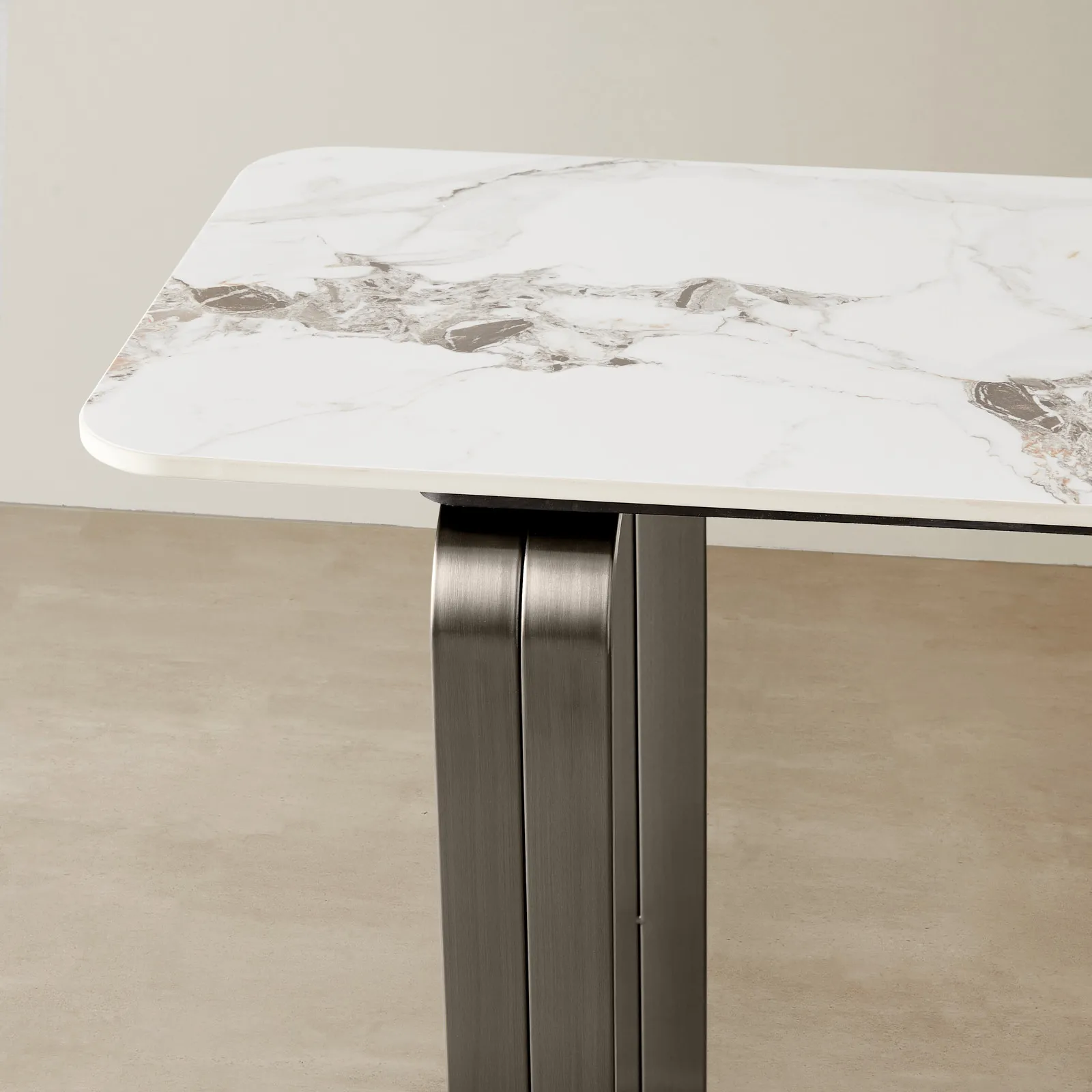 Marbella Cold Calacatta White Sintered Stone Console Table - Black ...