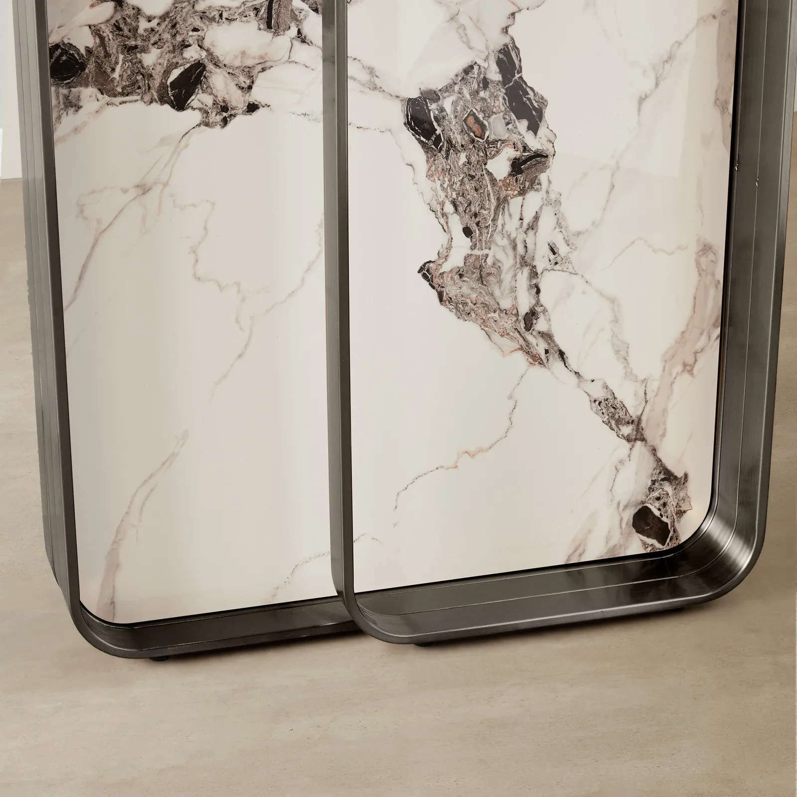 Marbella Cold Calacatta White Sintered Stone Console Table - Black ...