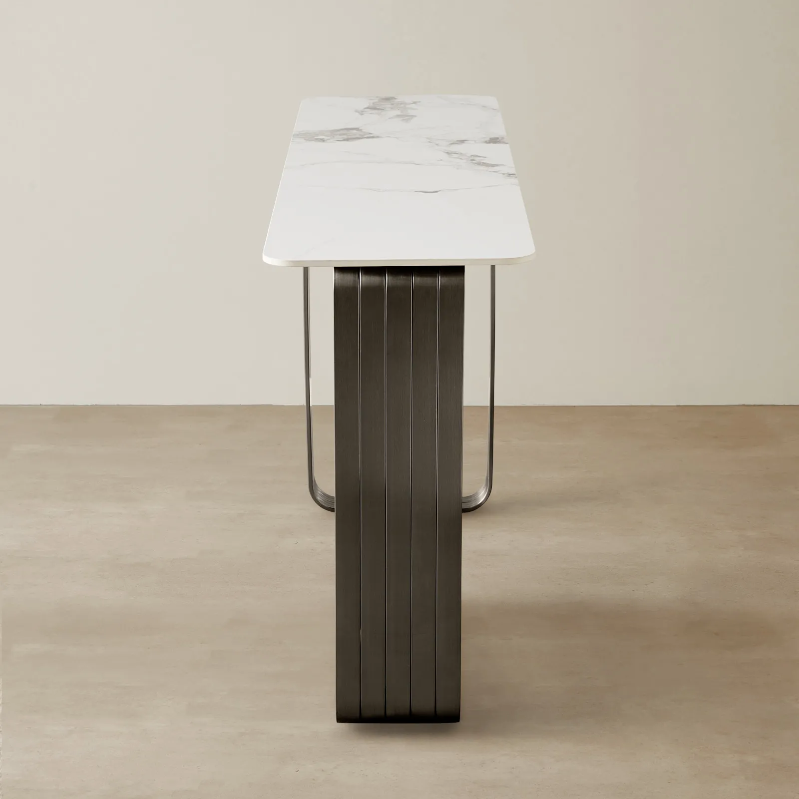 Marbella Cold Calacatta White Sintered Stone Console Table - Black ...