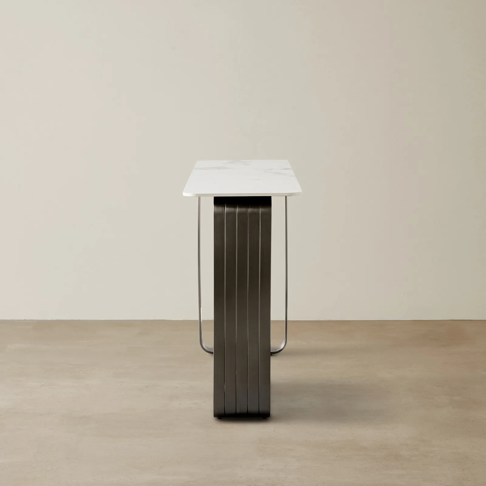 Marbella Cold Calacatta White Sintered Stone Console Table - Black ...