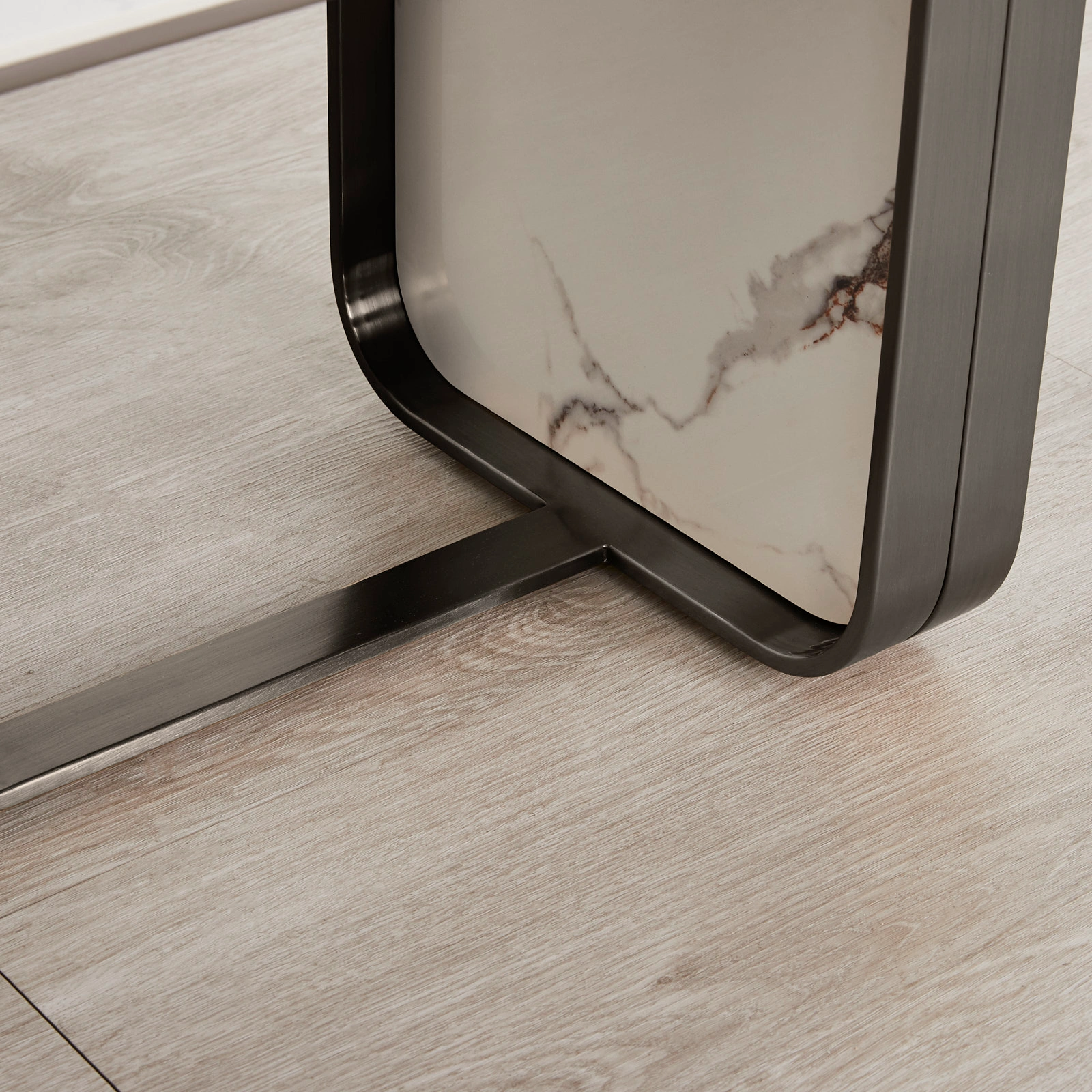 Marbella Cold Calacatta White Sintered Stone Entertainment Unit - Black Nickel Frame