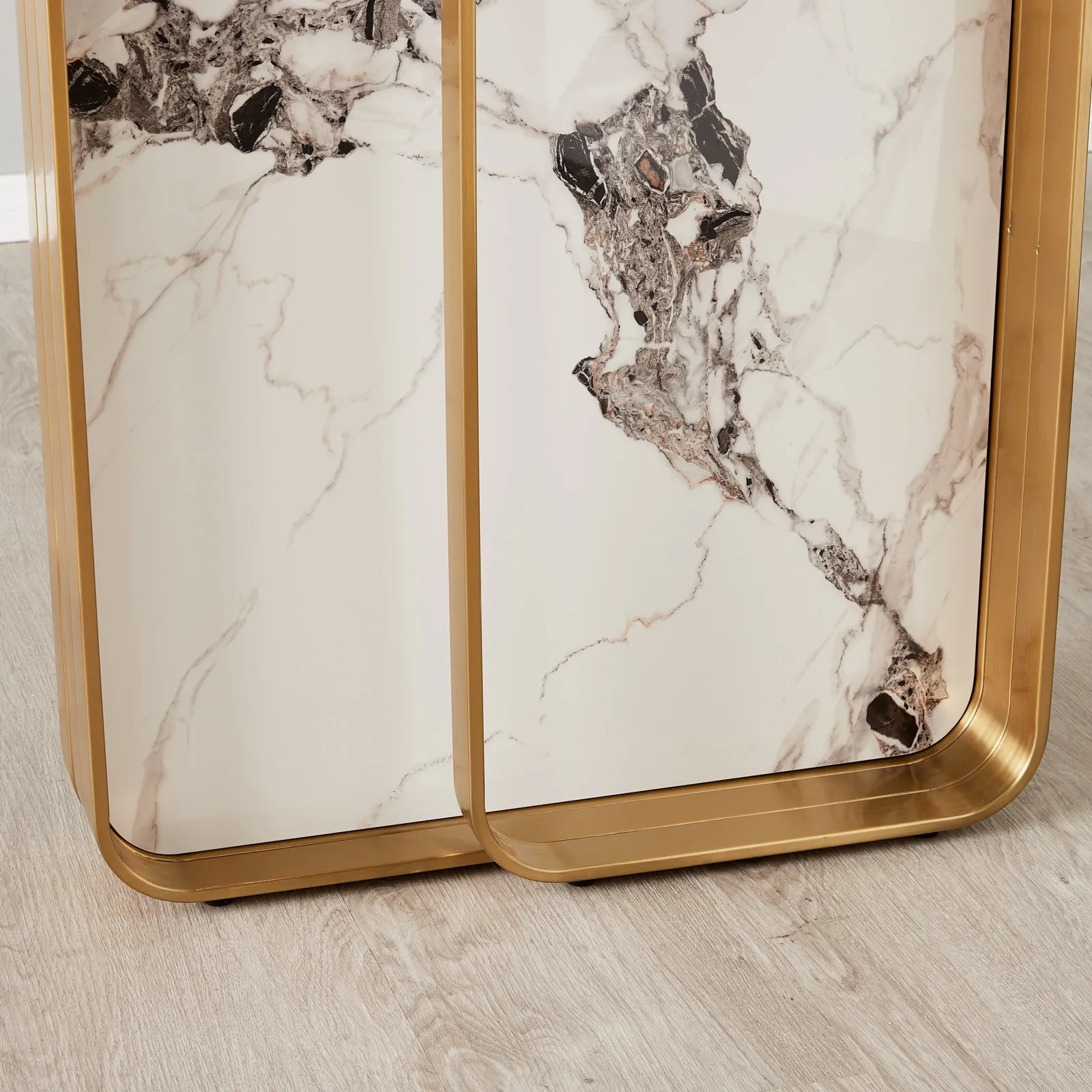 Marbella II Cold Calacatta White Sintered Stone Console Table - Brushed ...