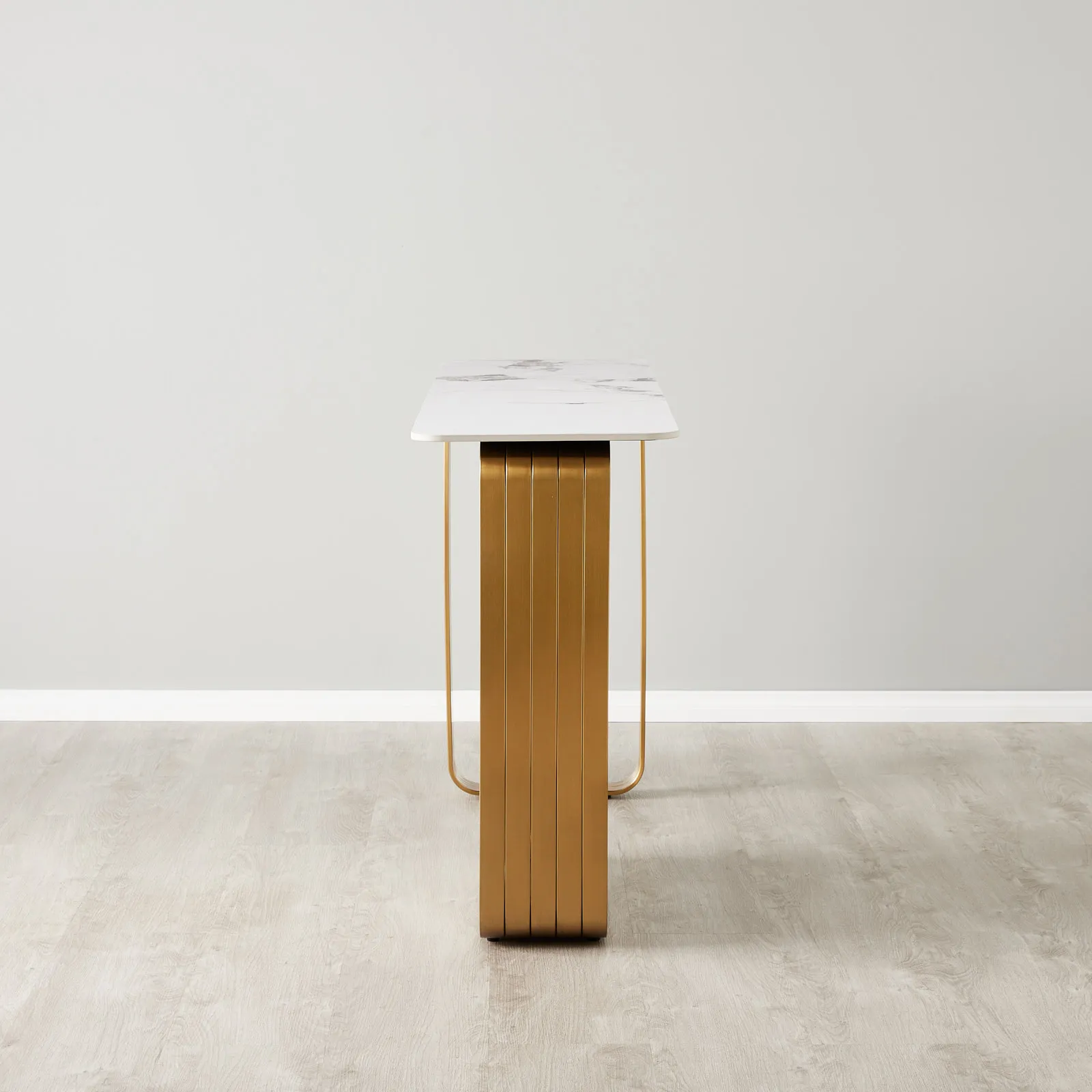 Marbella II Cold Calacatta White Sintered Stone Console Table - Brushed ...