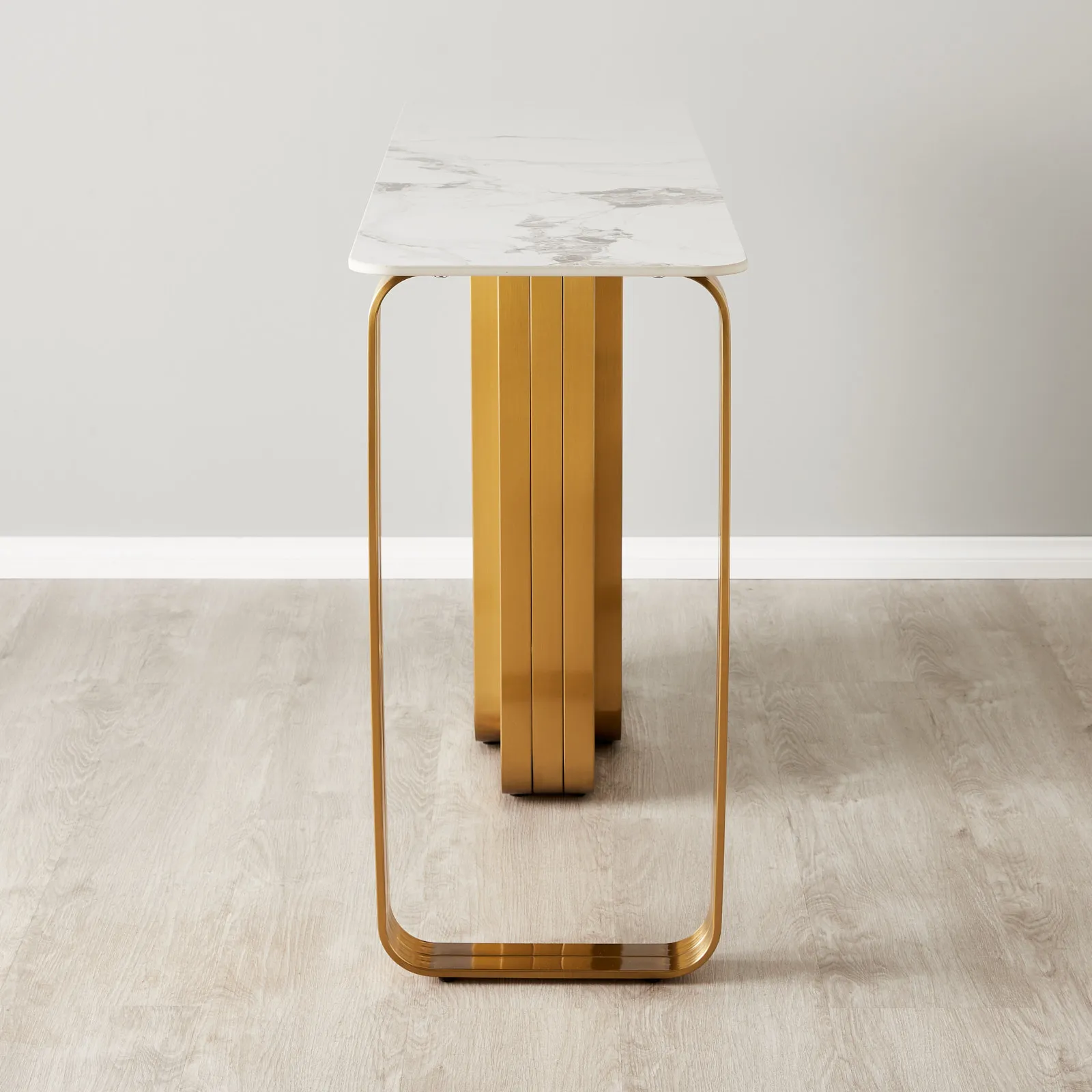 Marbella II Cold Calacatta White Sintered Stone Console Table - Brushed ...