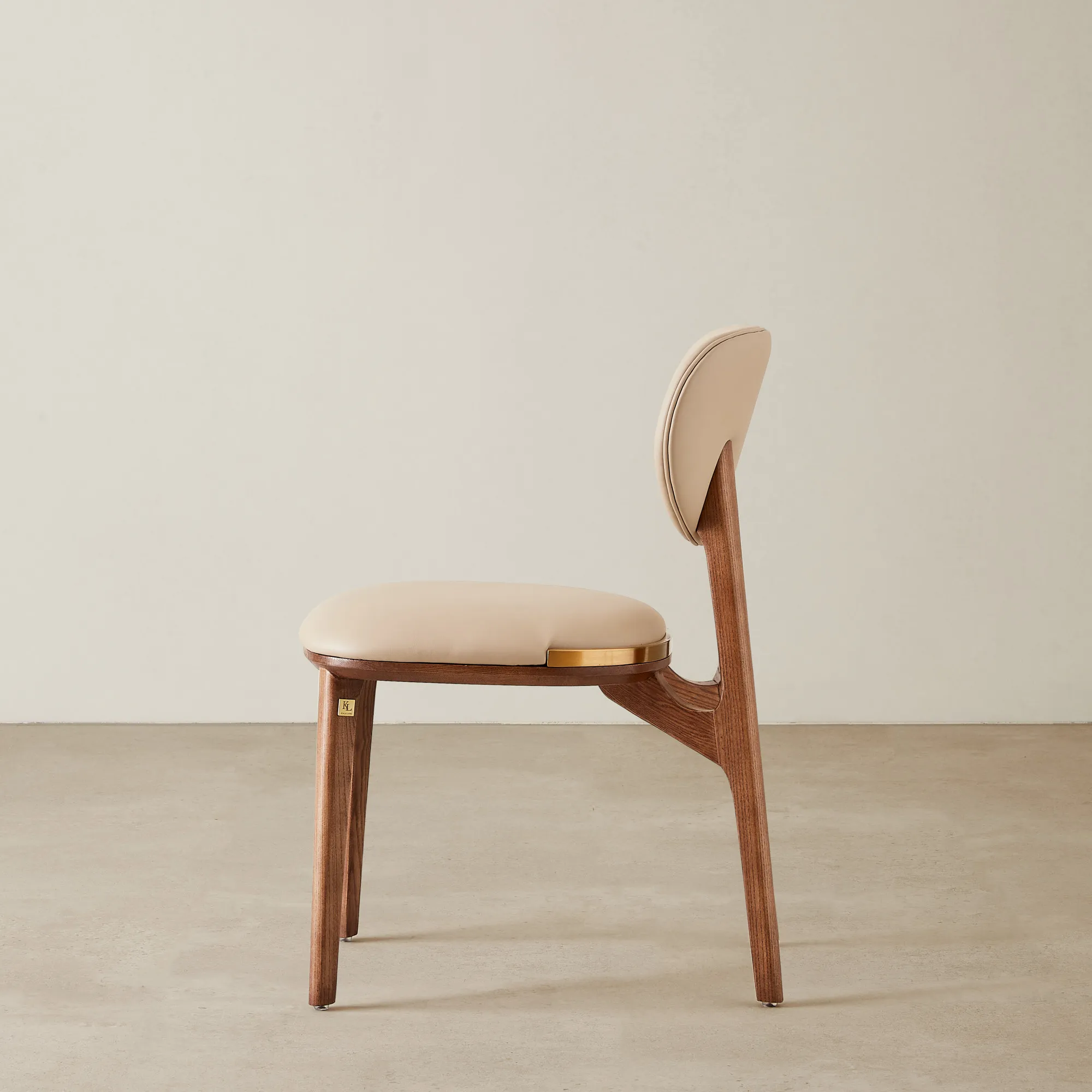 Conrad Sand Beige Vegan Leather Dining Chair - Toffee Brown Ash Legs