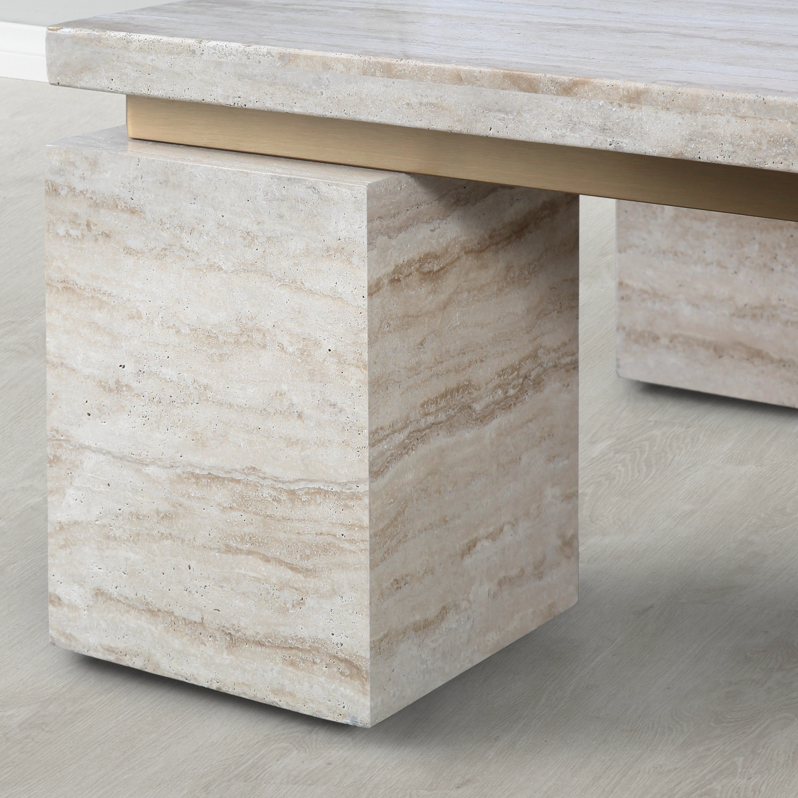 Monolith Natural Cream Travertine Coffee Table