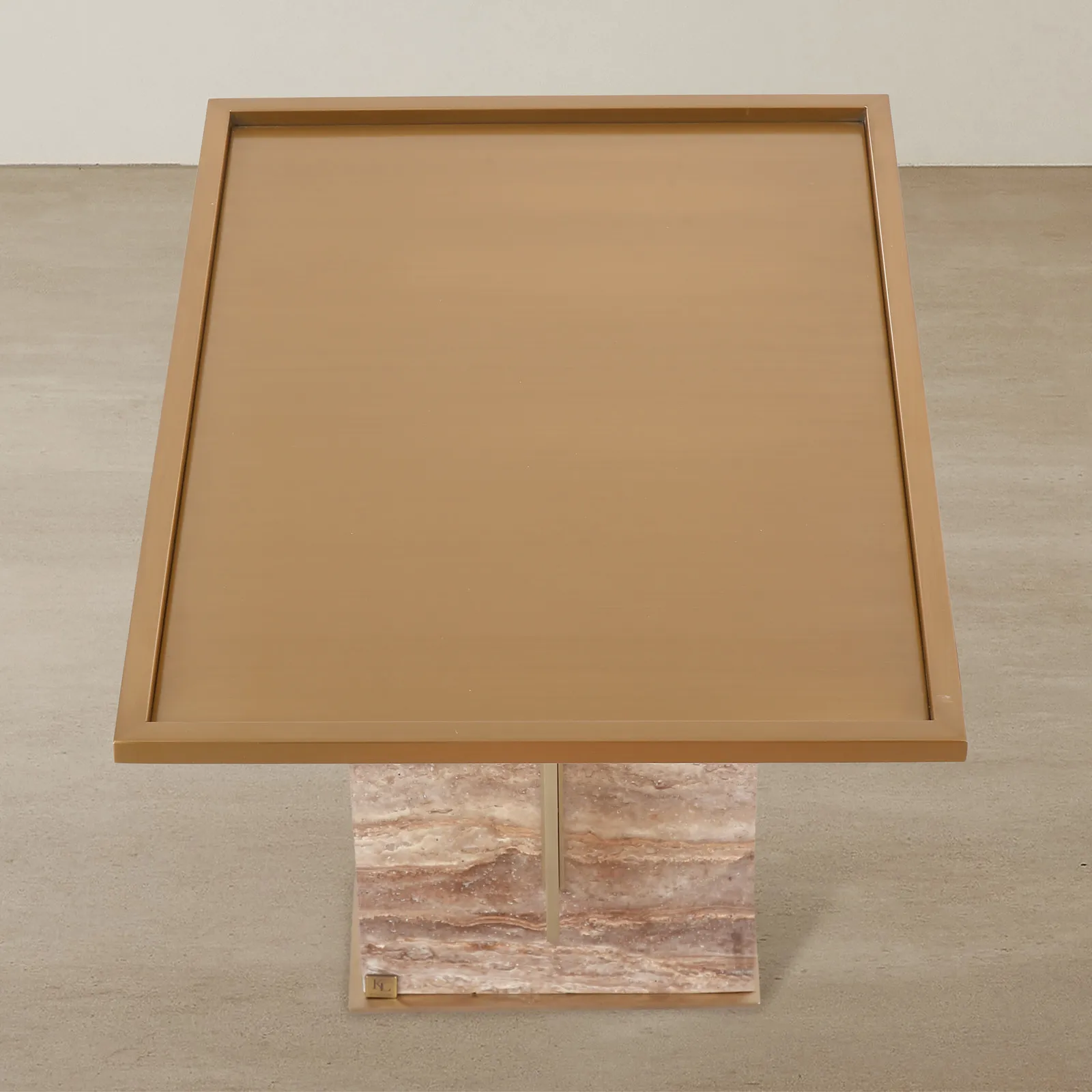 Monolith Natural Silver-Grey Travertine Side Table