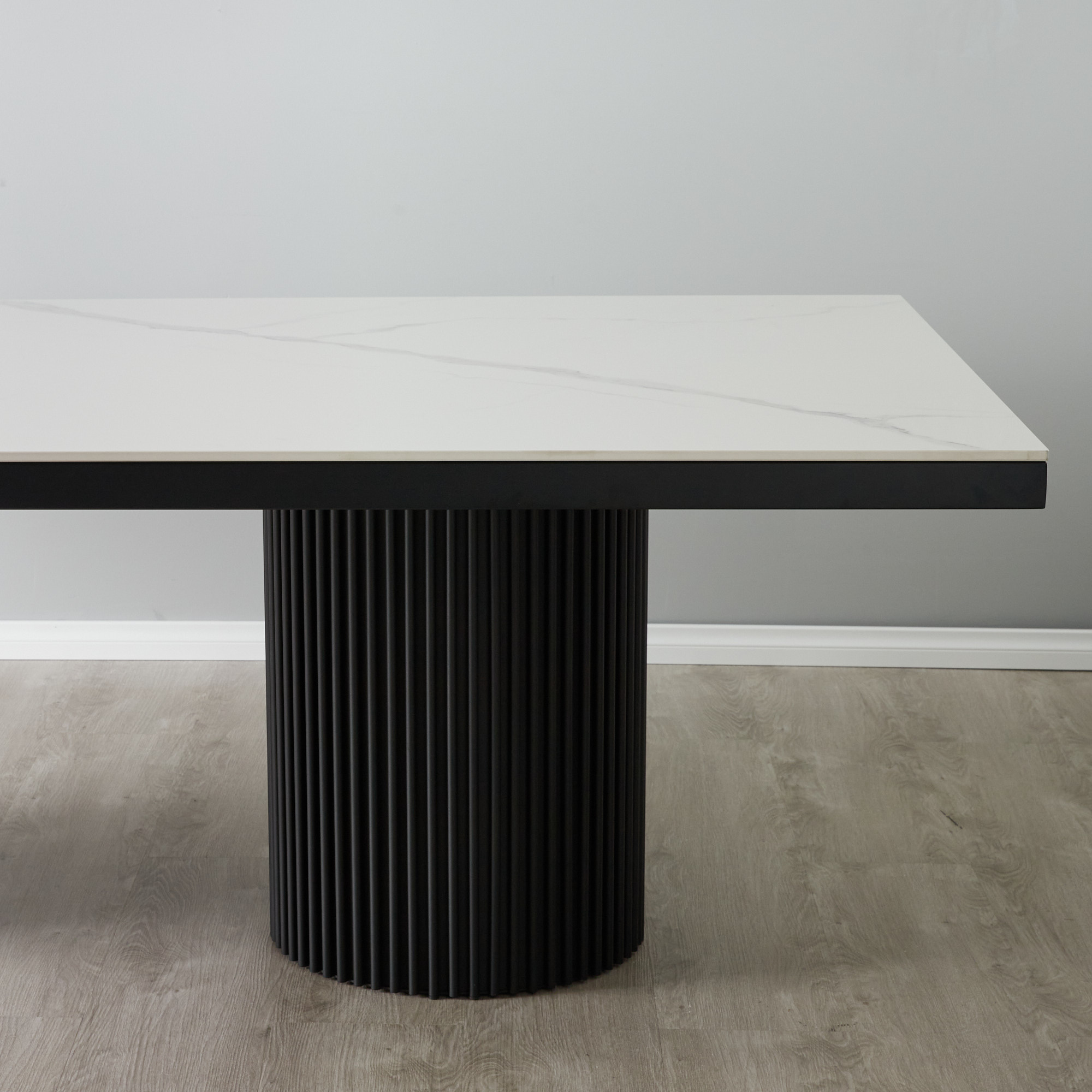 Archie White Sintered Stone Dining Table - Matte Black Legs 268x118cm