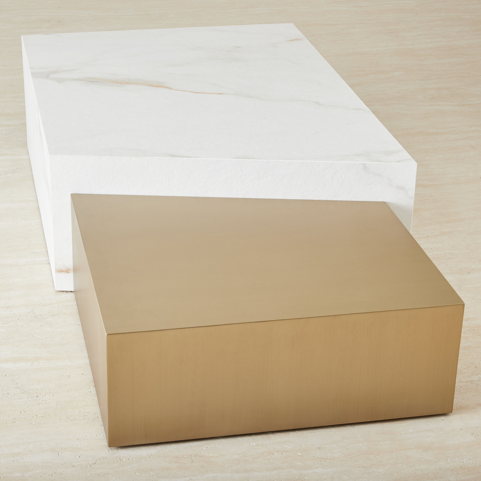 Thames Calacatta Oro - White Sintered Stone Rectangular Coffee Table ...