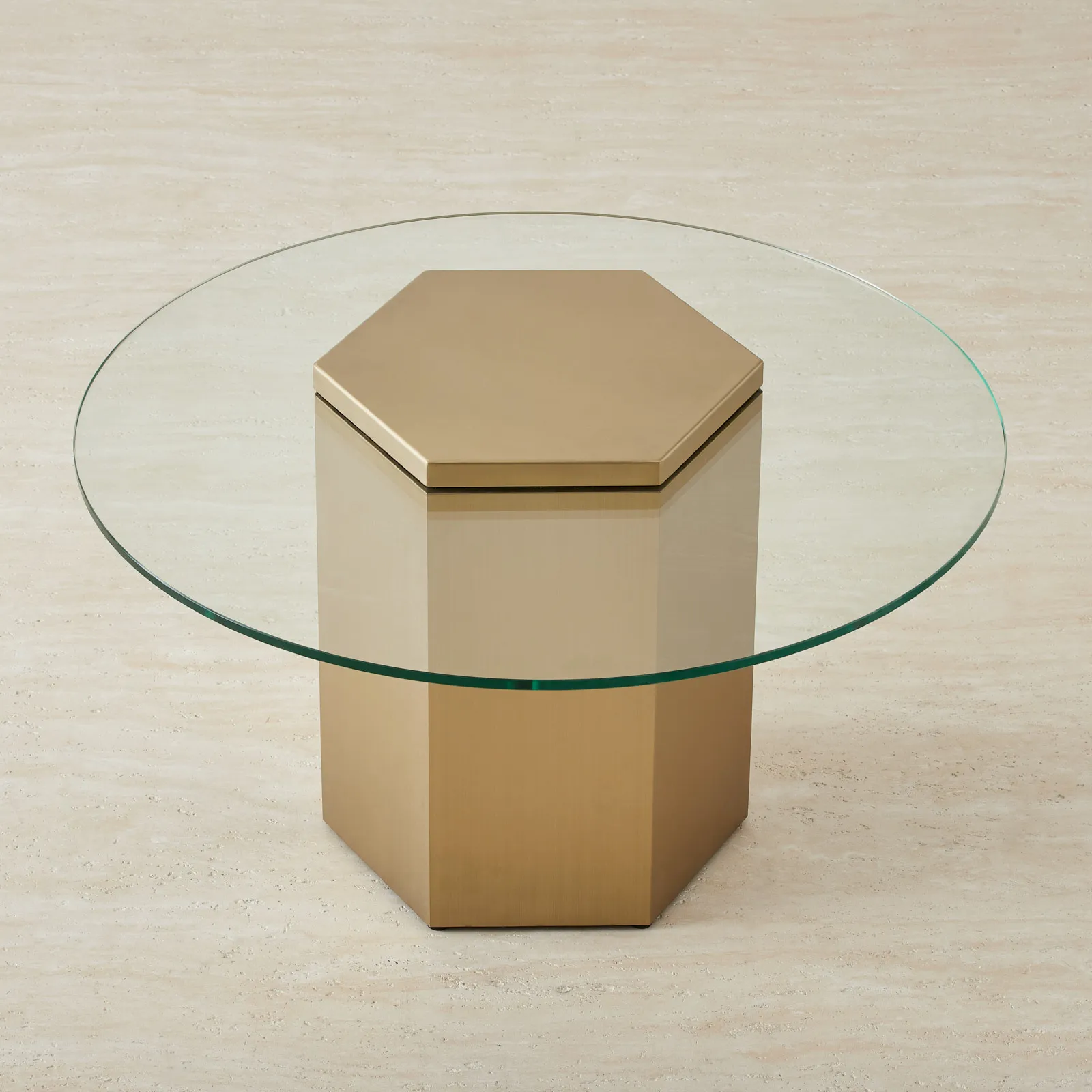 Thames Stainless Steel Hexagonal Side Table - Clear Glass Top | Koala ...