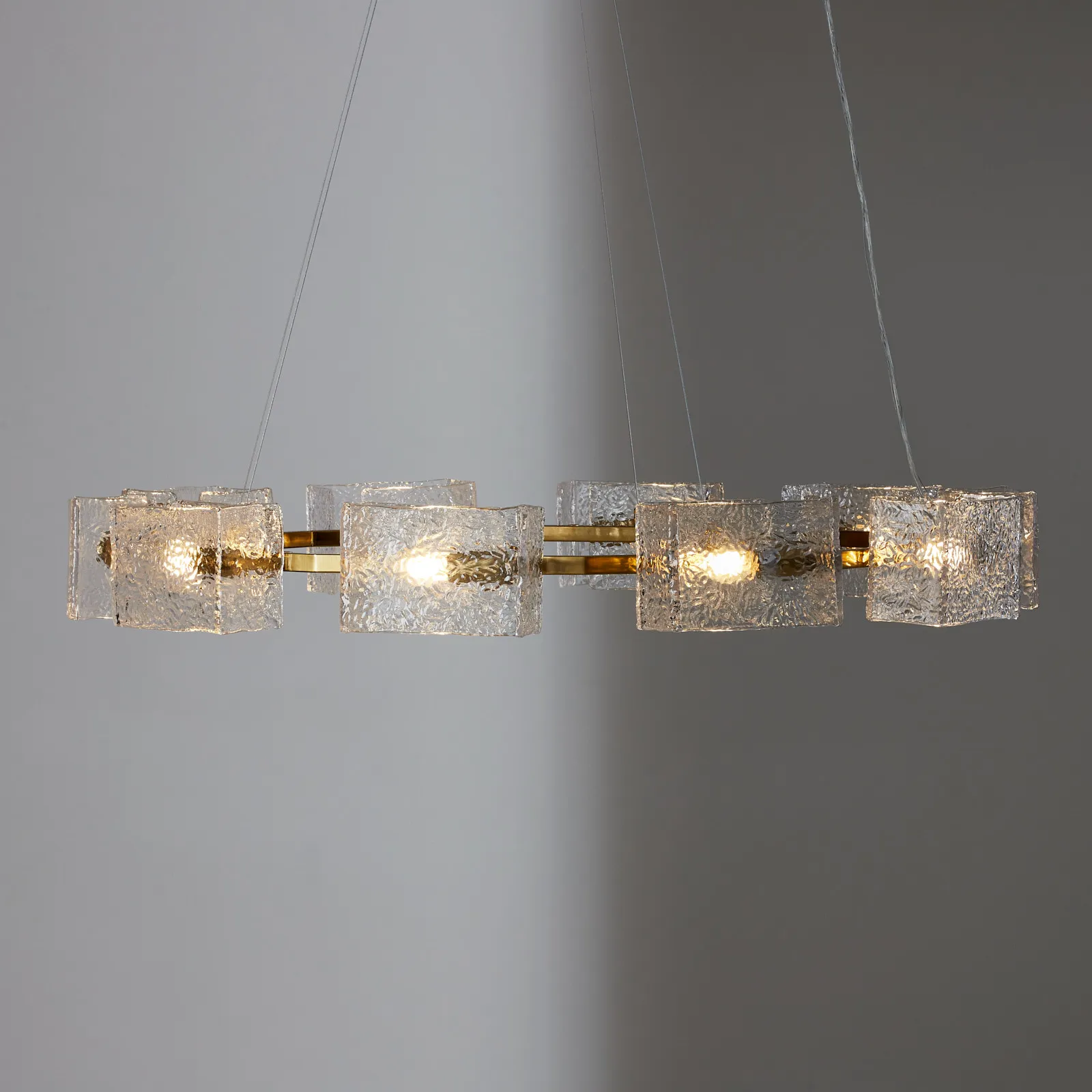 Minda Brushed Gold Glass Chandelier