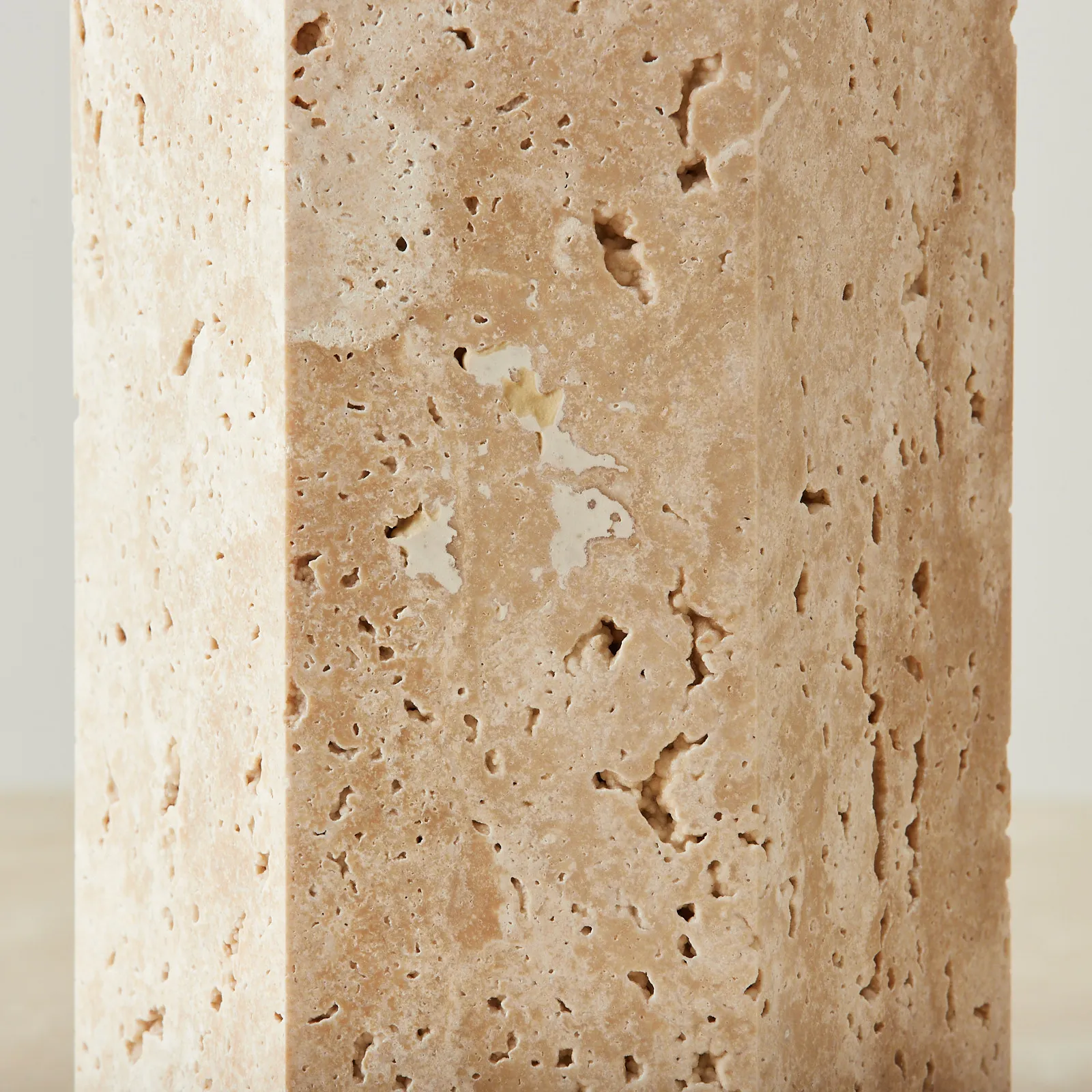 Verlet Travertine Table Lamp - Beige Linen Lamp Shade | Koala Living