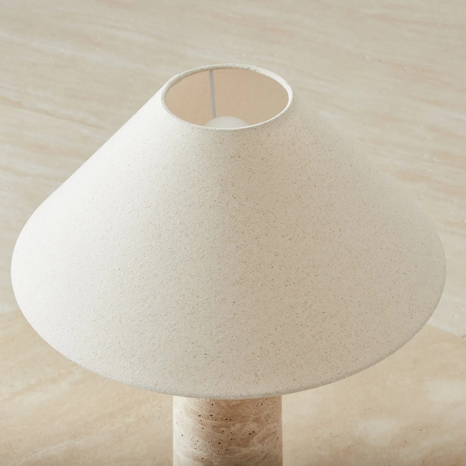 Anda Travertine Table Lamp - Beige Linen Lamp Shade