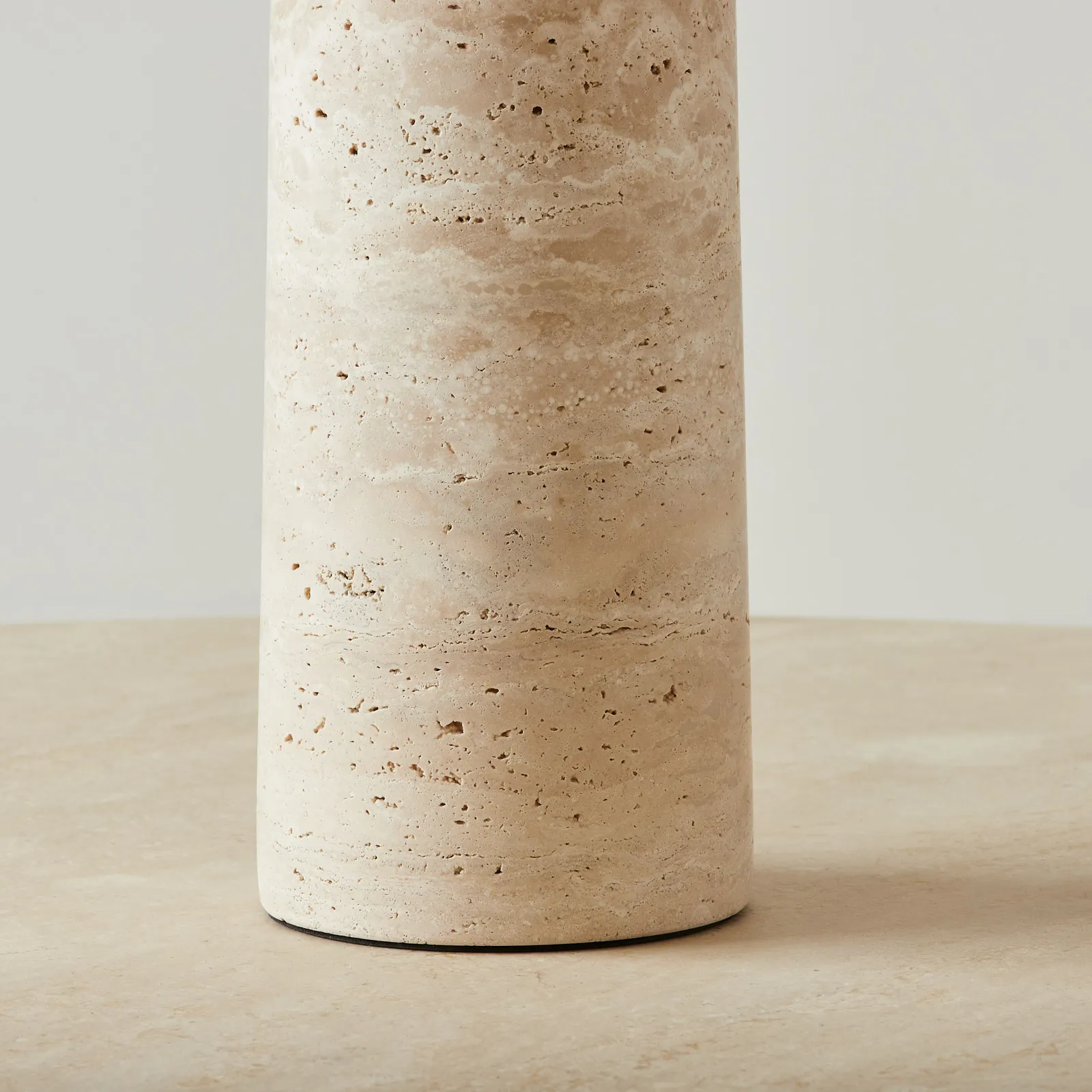 Anda Travertine Table Lamp - Beige Linen Lamp Shade