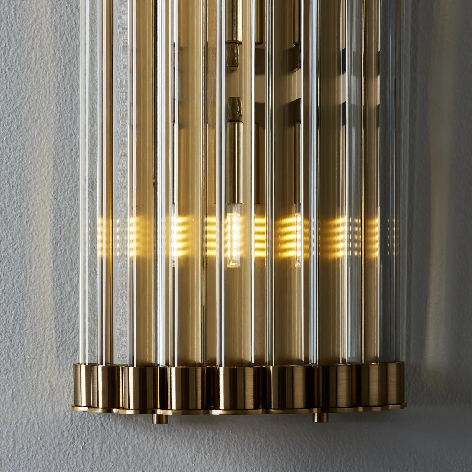 Dave Brushed Gold Glass Rod Wall Lamp | Koala Living
