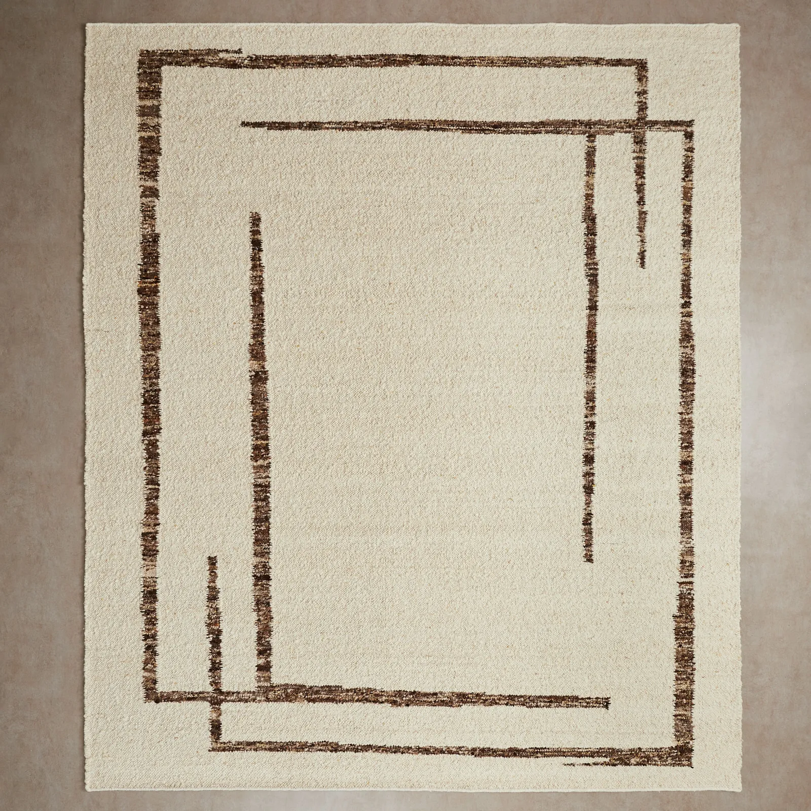Genesis Ivory Brown Floor Rug - Extra Large 300cm x 350cm
