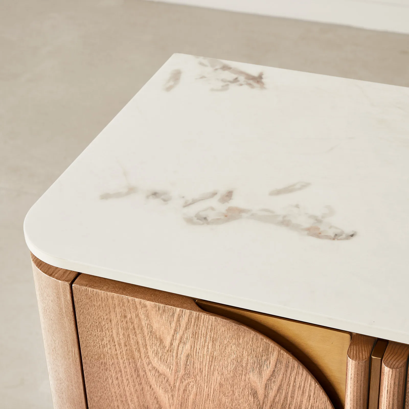 Portobello Light Brown Ash Veneer Sideboard - Pandora Brown Sintered ...