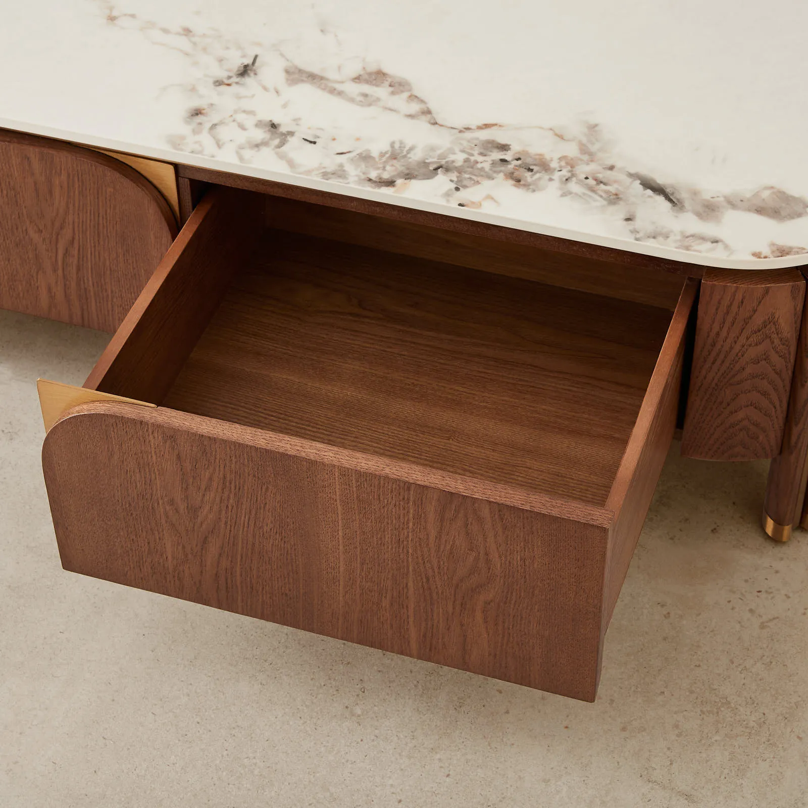 Portobello Dark Brown Ash Veneer Coffee Table - Pandora Brown Sintered ...