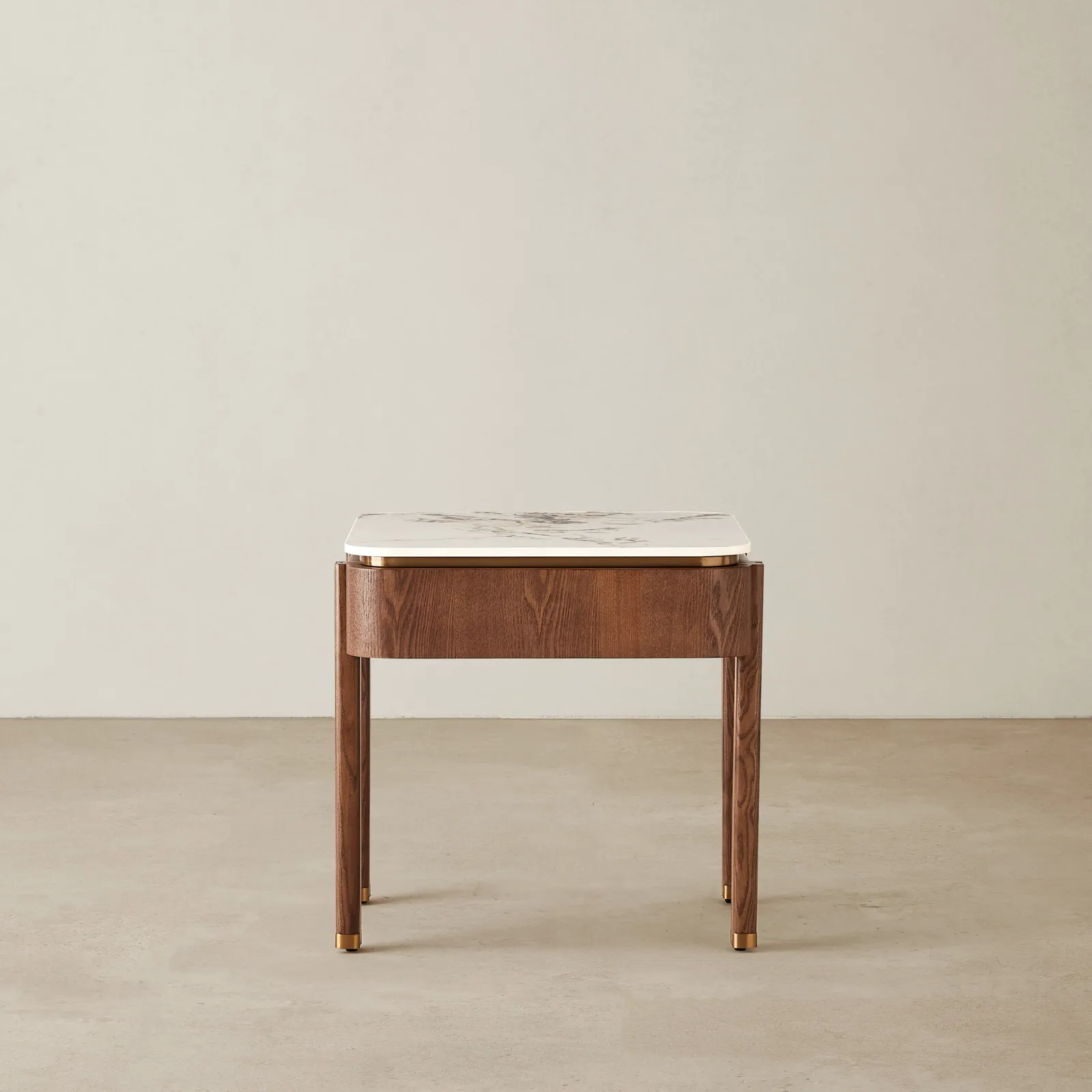 Portobello Toffee Brown Ash Veneer Side Table - Pandora Brown Sintered ...