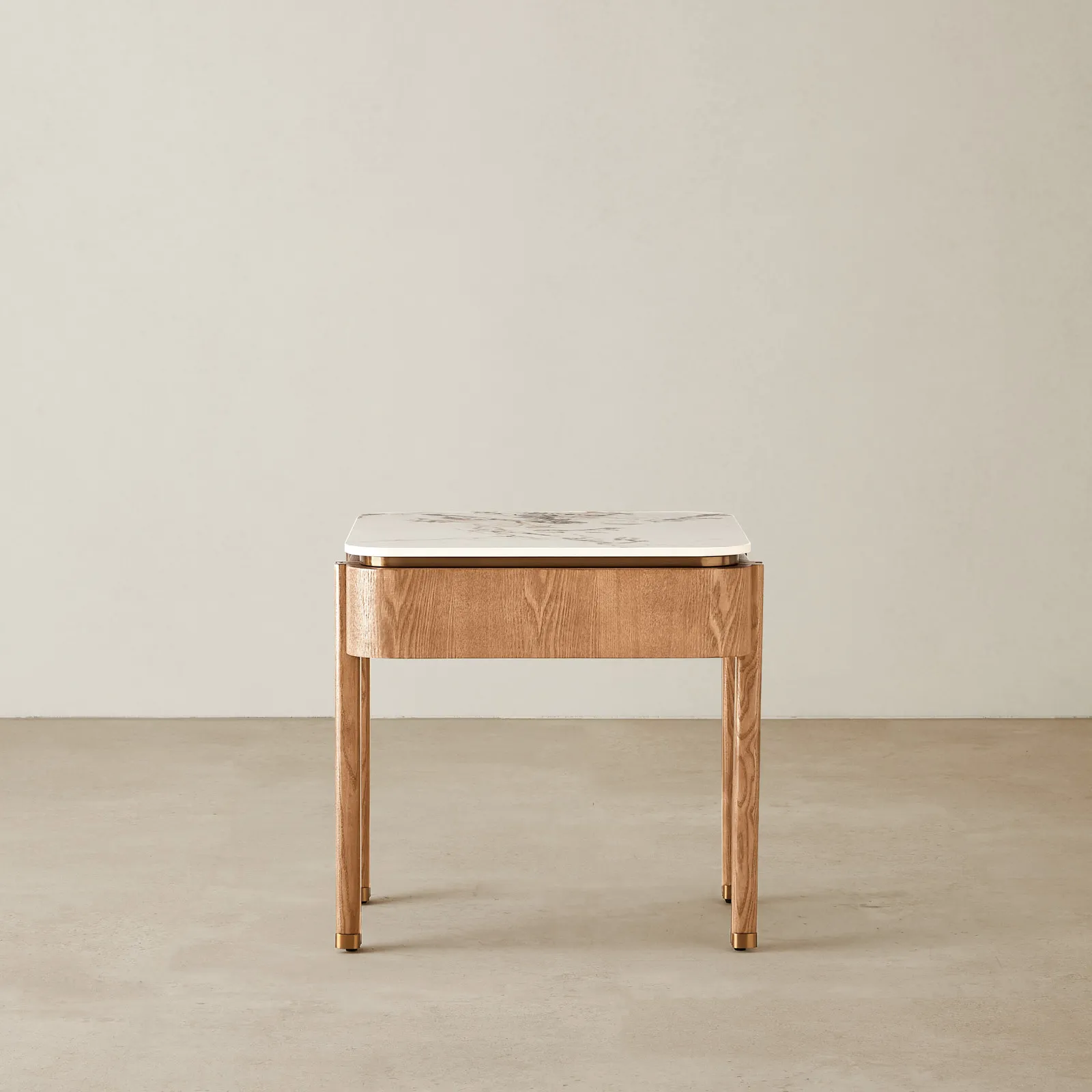 Portobello Light Brown Ash Veneer Side Table - Pandora Brown Sintered ...