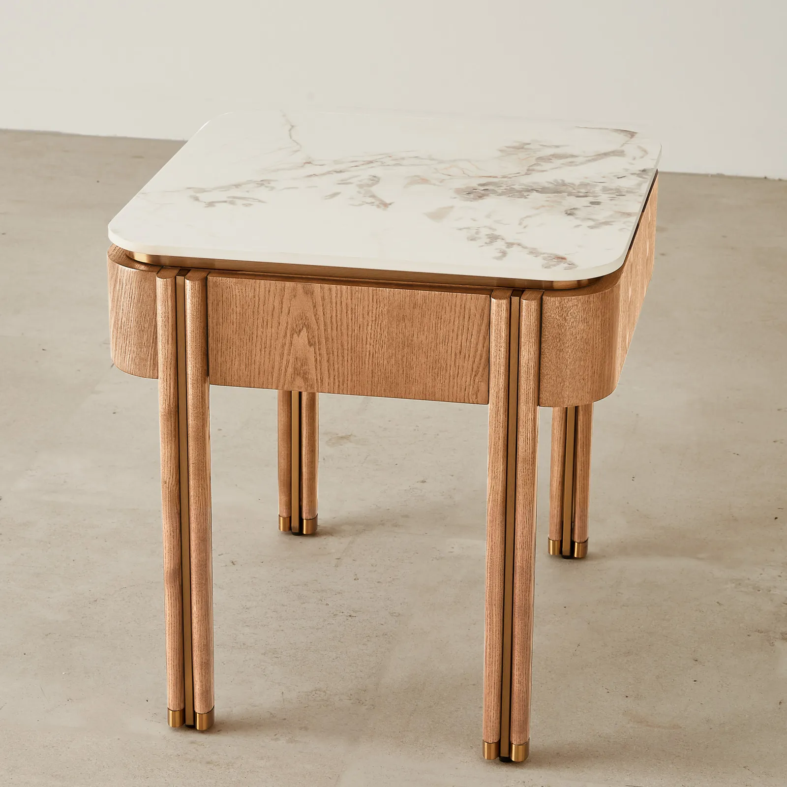 Portobello Light Brown Ash Veneer Side Table - Pandora Brown Sintered ...