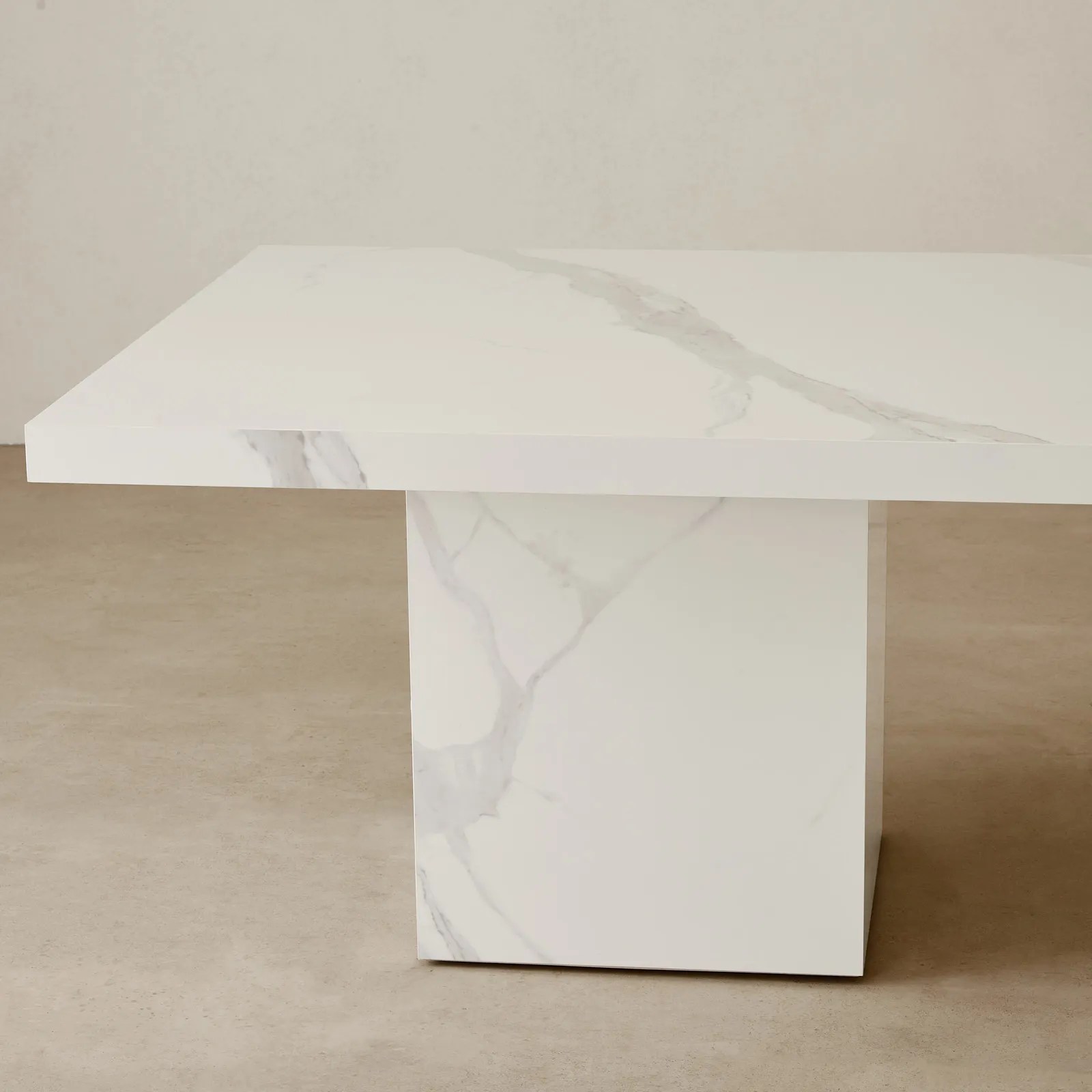 Thames II Polished White Sintered Stone Dining Table