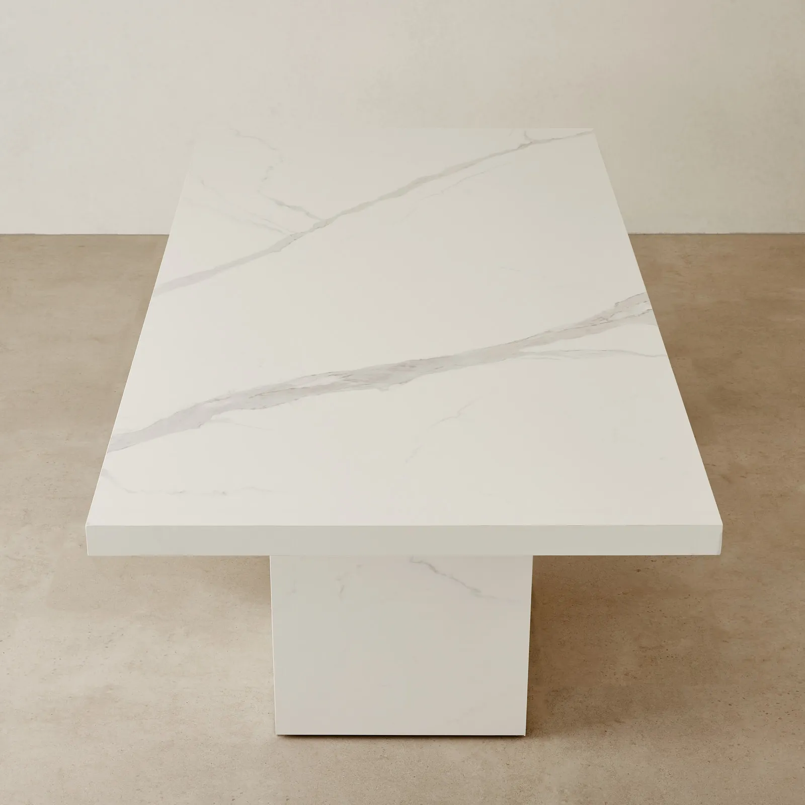 Thames II Polished White Sintered Stone Dining Table