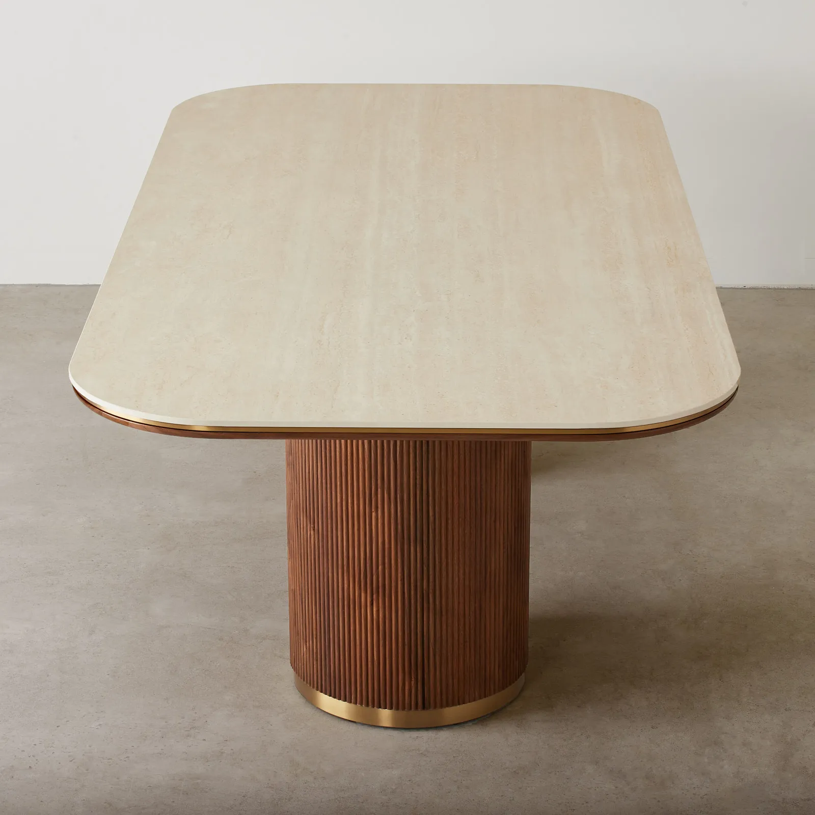 San Pierre Walnut Veneer Two-Leg Rectangular Dining Table with ...