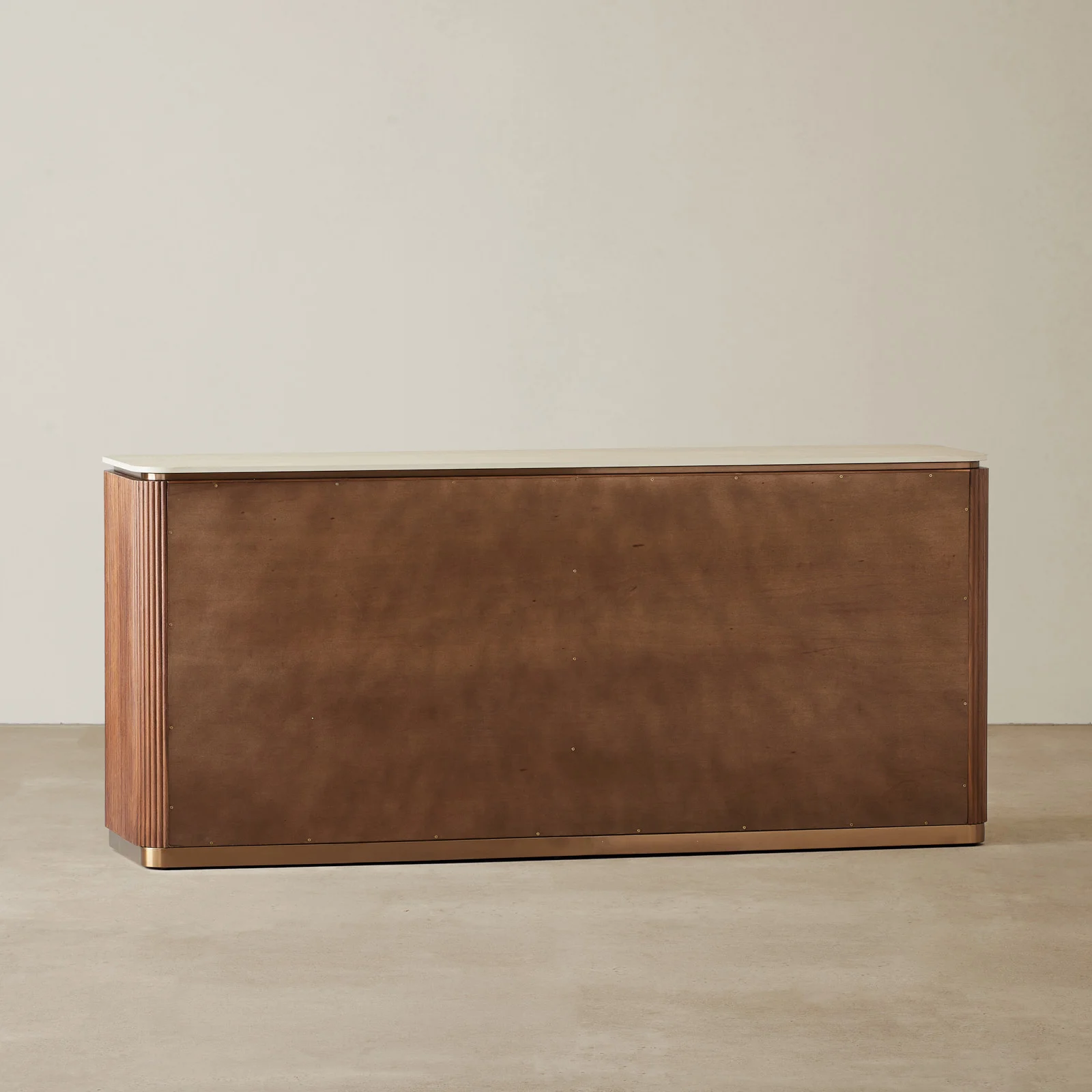 San Pierre Walnut Veneer Sideboard - Travertine Finish Sintered Stone ...