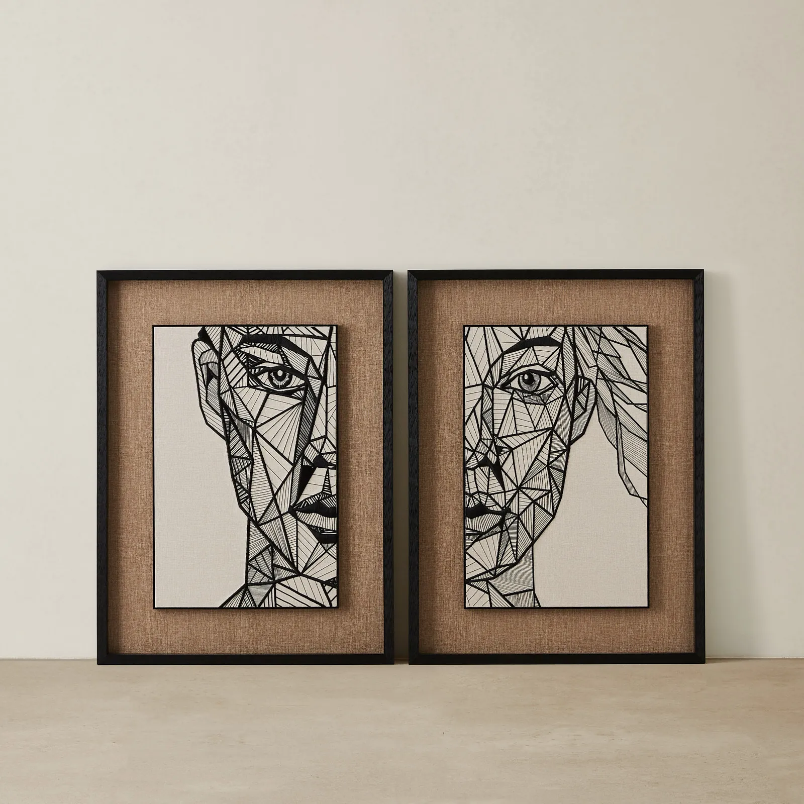 Female Geometric Figure Rectangle Shadow Box with Black PS Frame