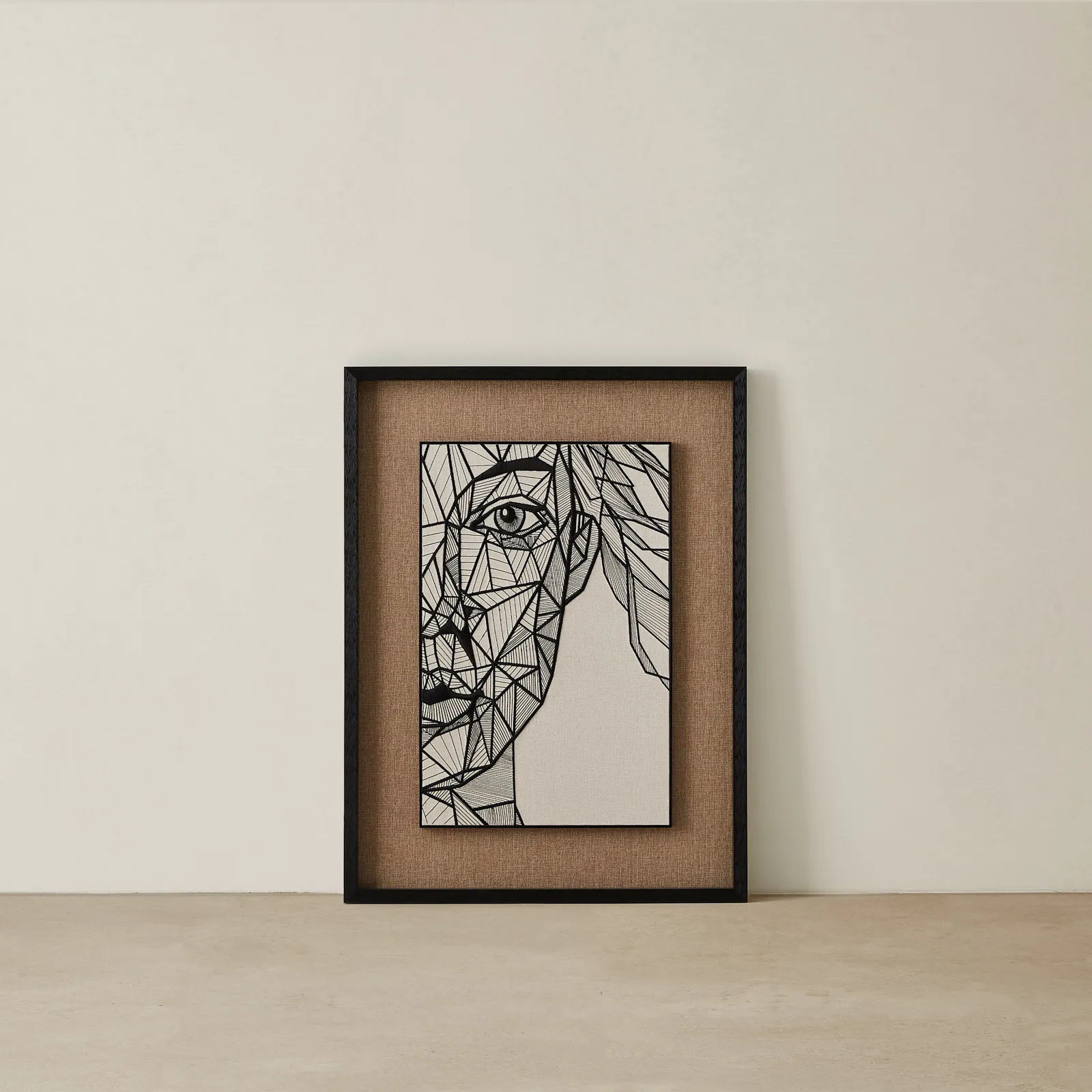 Female Geometric Figure Rectangle Shadow Box with Black PS Frame