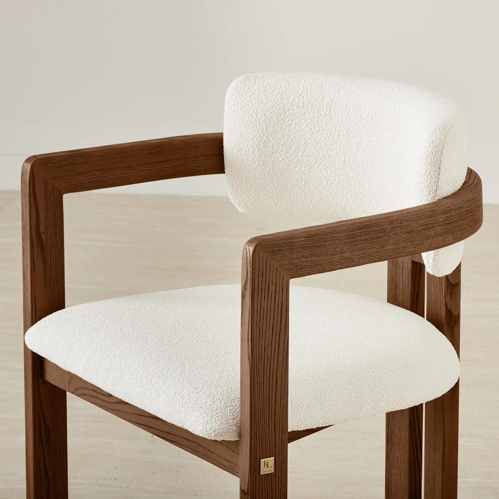 Desmond Chantilly White Fabric Dining Chair - Dark Brown Ash Legs ...