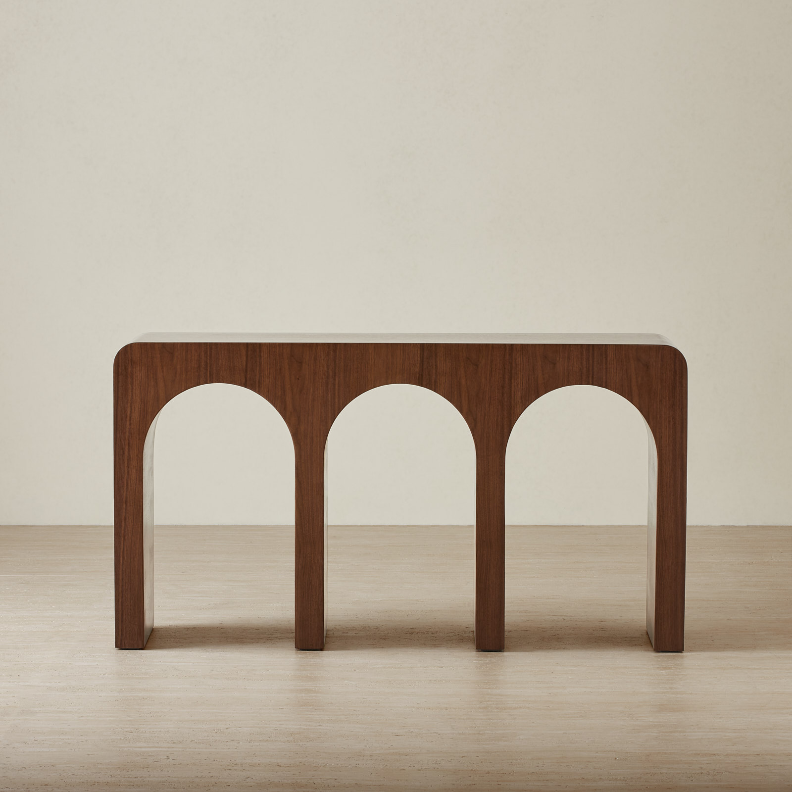 Costanza Arches Walnut Brown Wooden Console Table