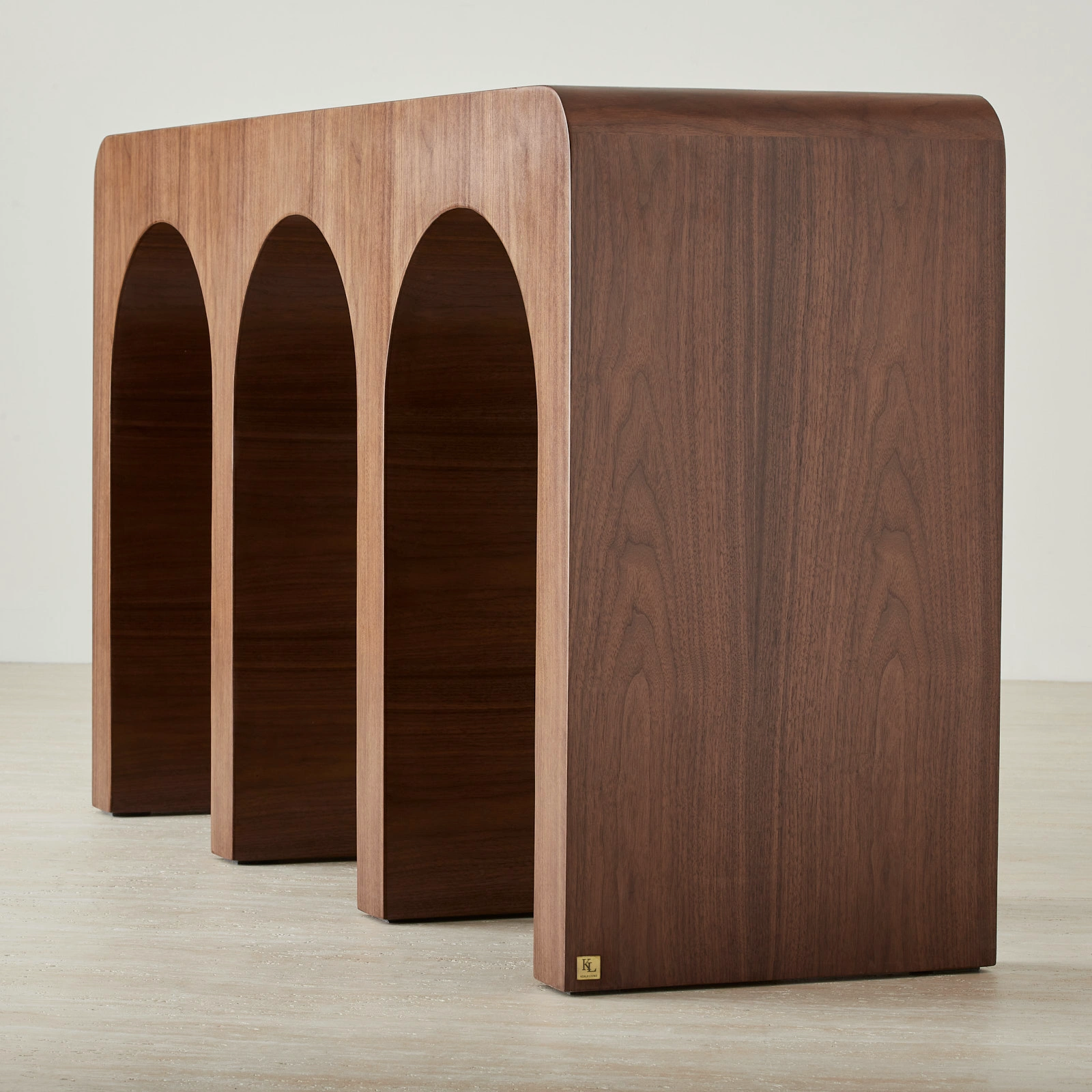 Costanza Arches Walnut Brown Wooden Console Table