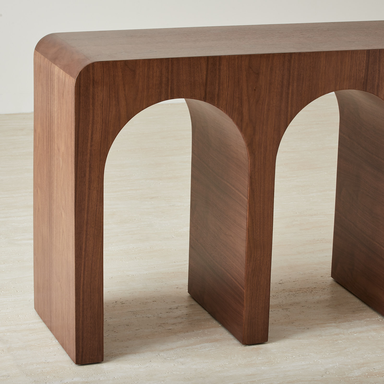 Costanza Arches Walnut Brown Wooden Console Table
