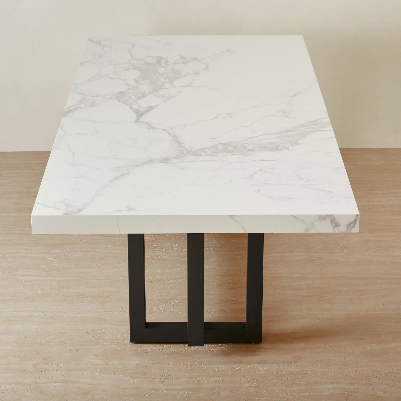 Grayson Statuario White Sintered Stone Dining Table - Matte Black Legs ...